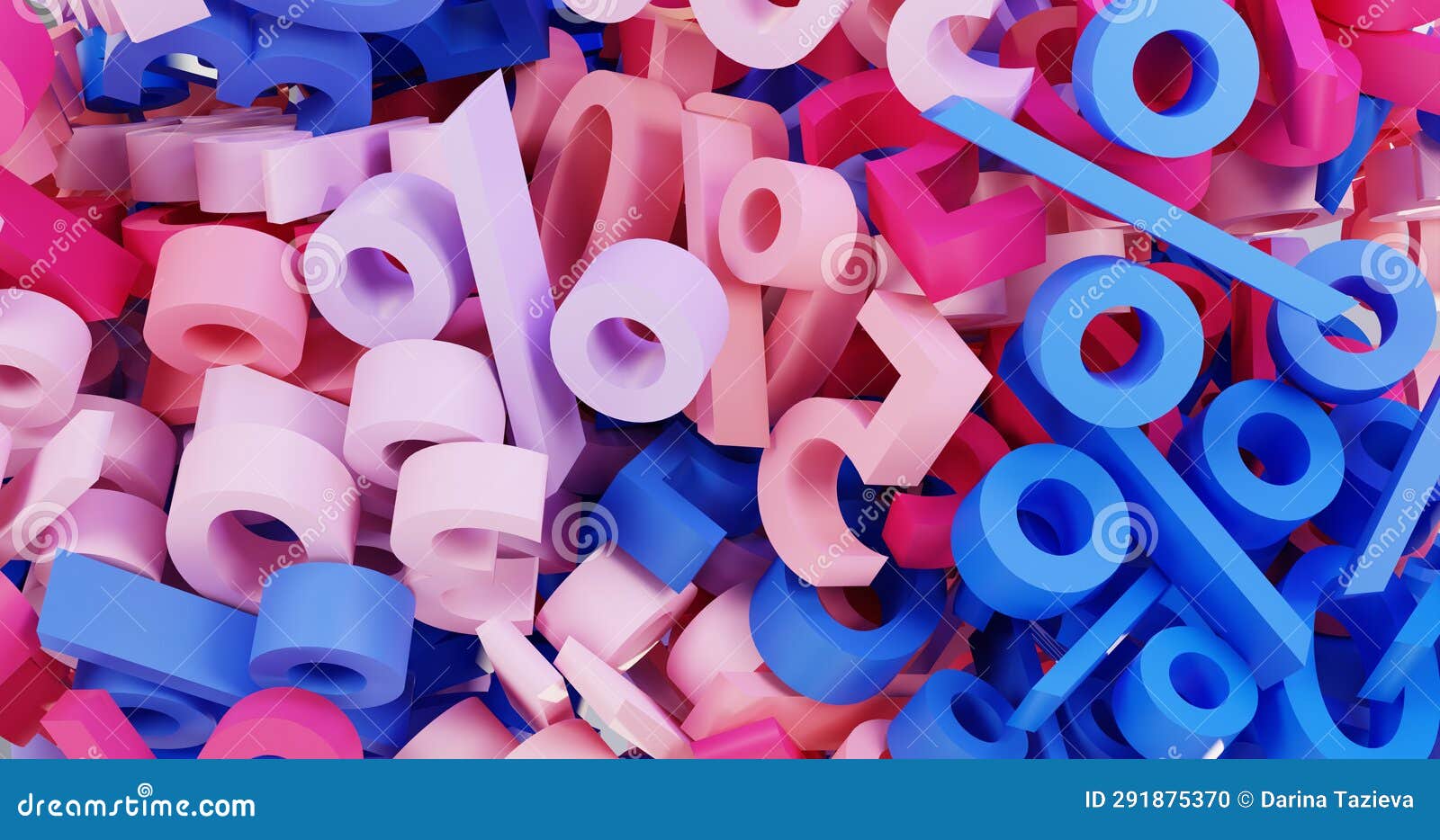 3d Illustration Rendering of Blue and Pink Percentage Symbols. Stock ...
