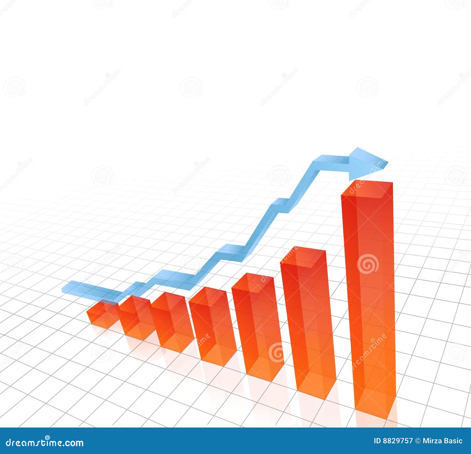 3D Illustration of Rising Bar Chart Stock Illustration - Illustration ...