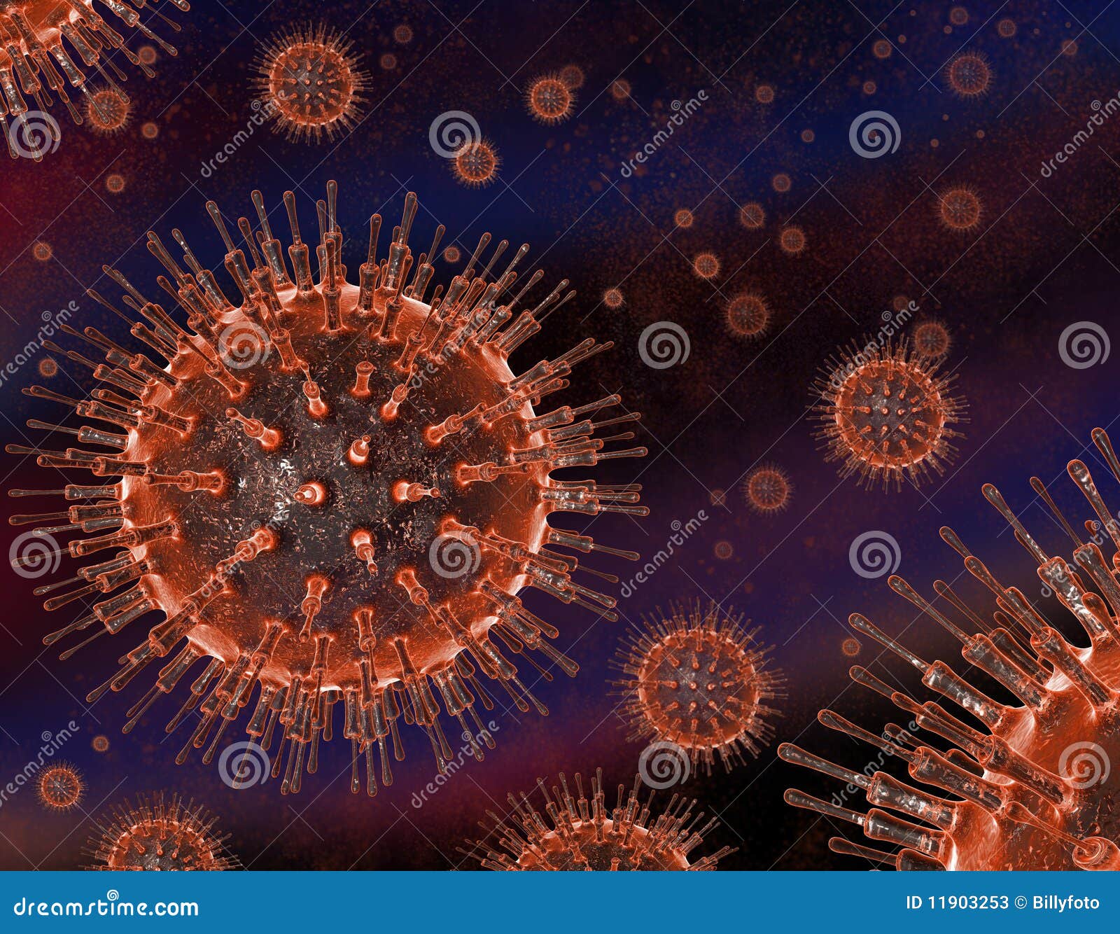 3D illustration of a virus stock illustration. Illustration of three ...