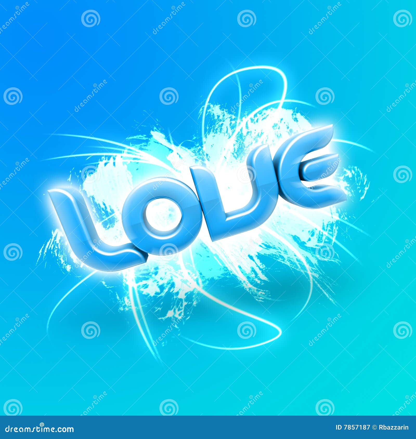 3D Illustration of the Word Love Blue Stock Illustration - Illustration ...