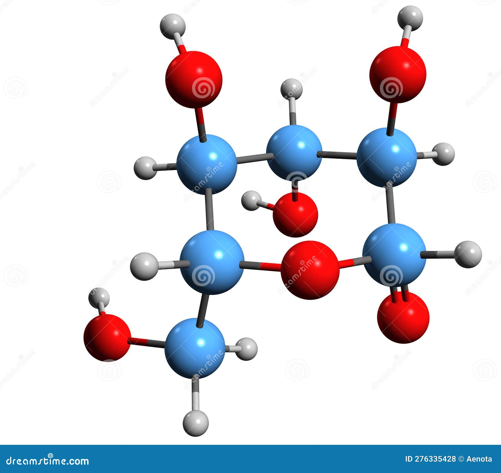 3D Image of Glucono Delta-lactone Skeletal Formula Stock Illustration ...