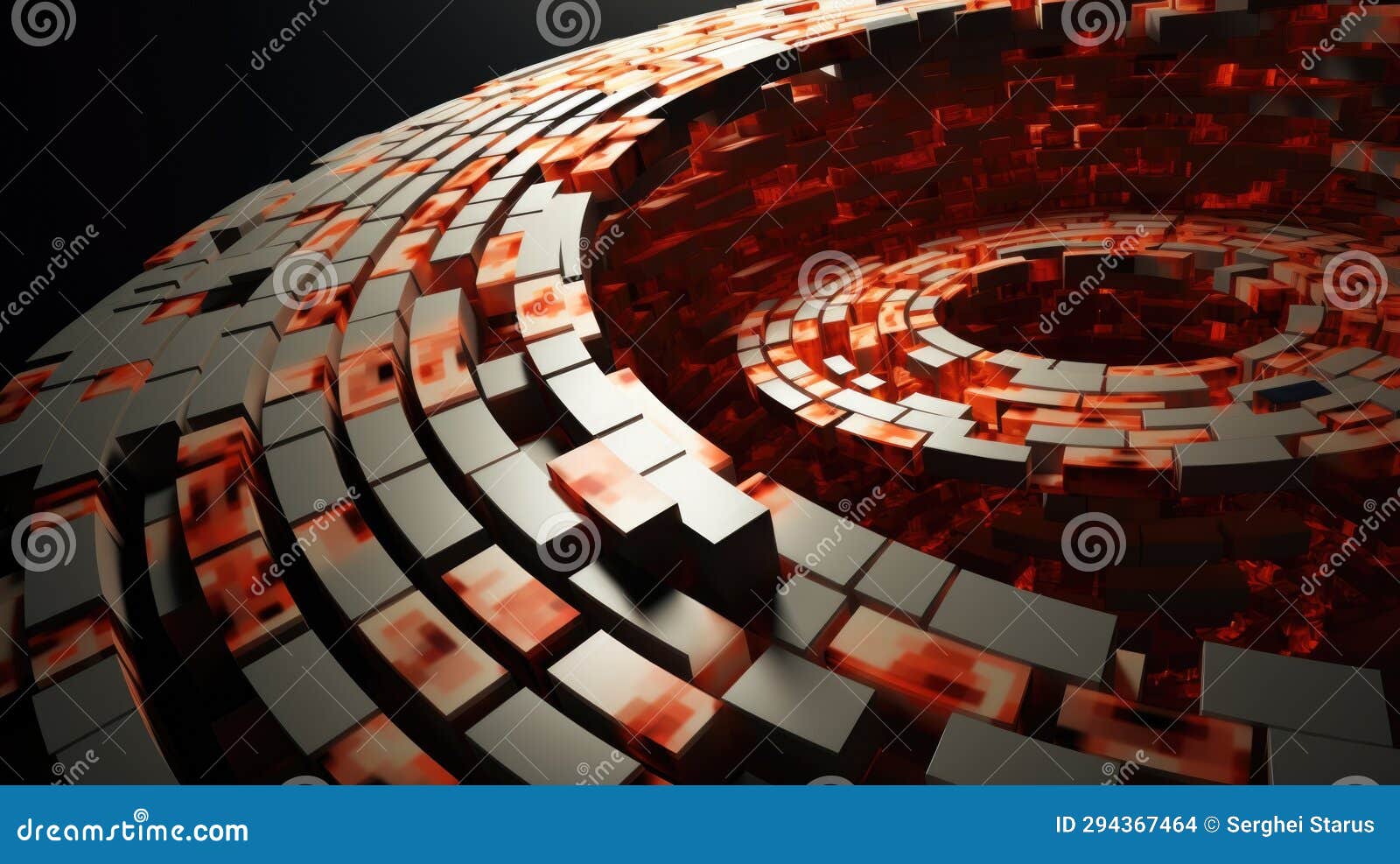 A 3d Image of a Sphere with Red and Black Squares, AI Stock ...