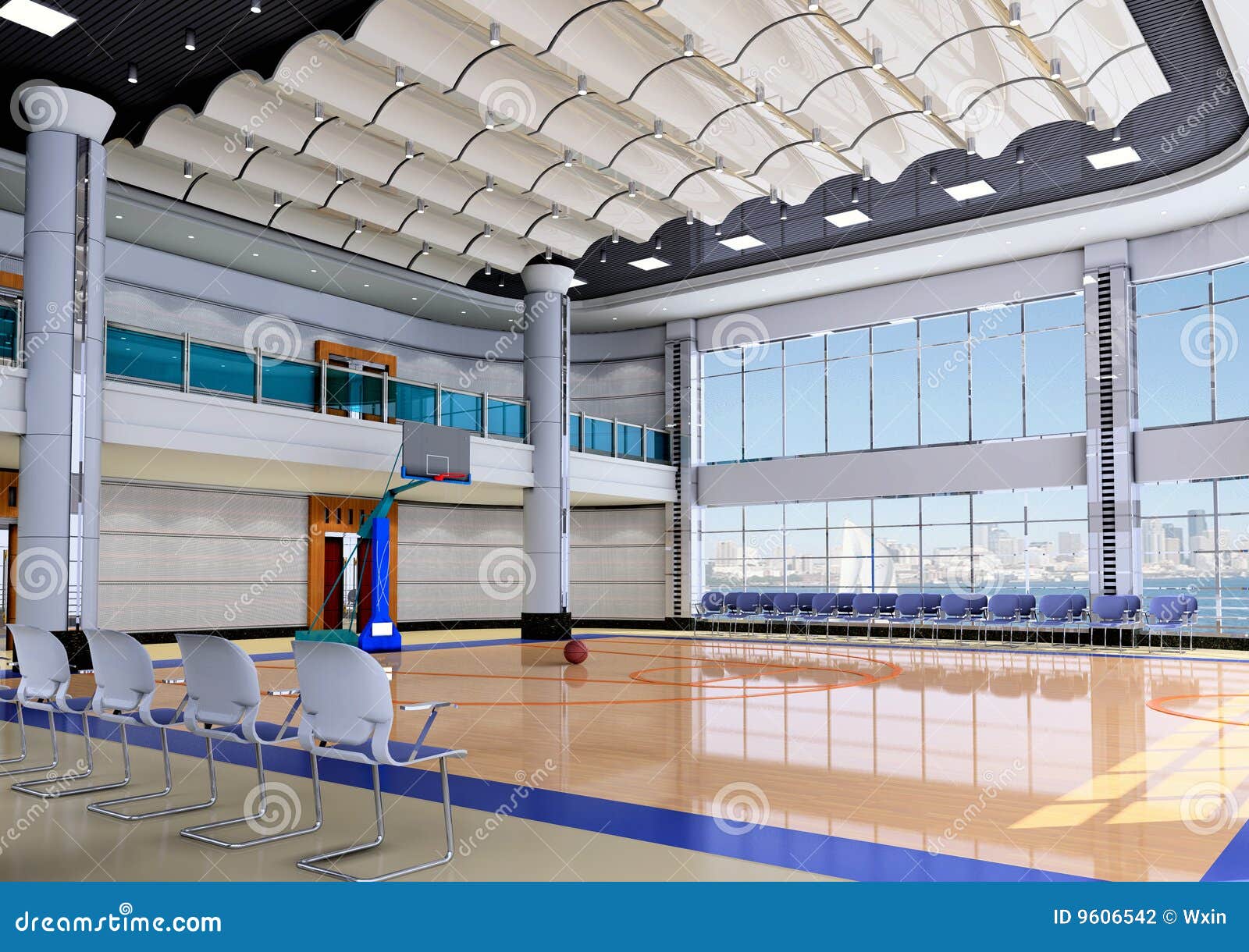 3d indoor gymnasium stock illustration. Illustration of ball - 9606542