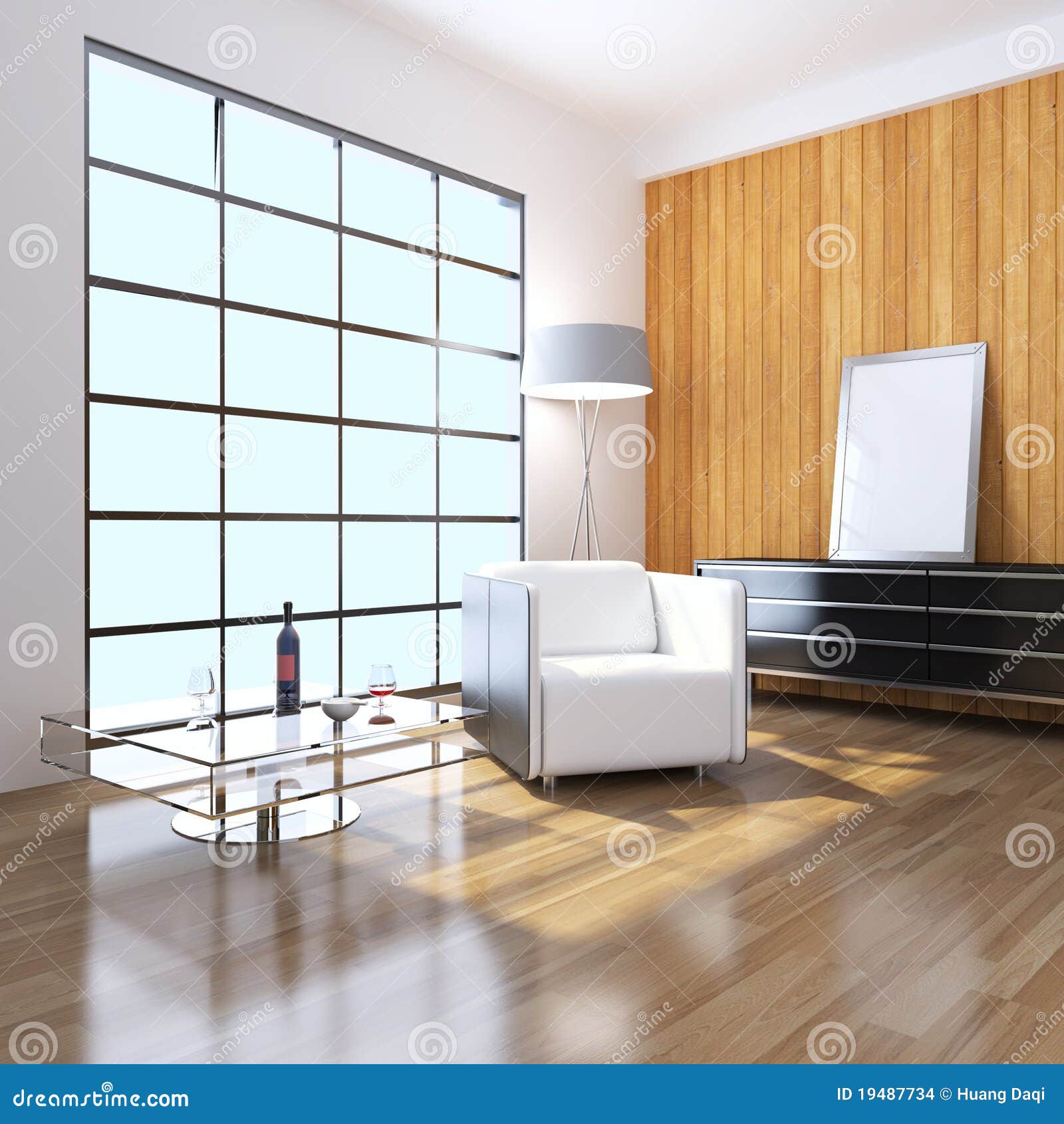 3D Indoor Sitting Room Rendering Stock Illustration - Illustration of ...