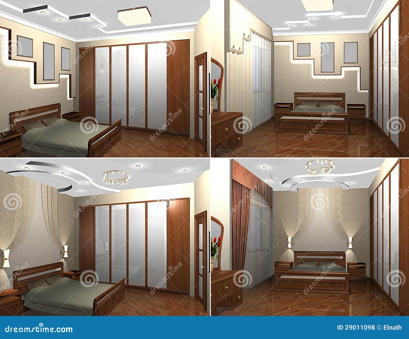 3d interior of the bedroom stock illustration. Illustration of modern ...