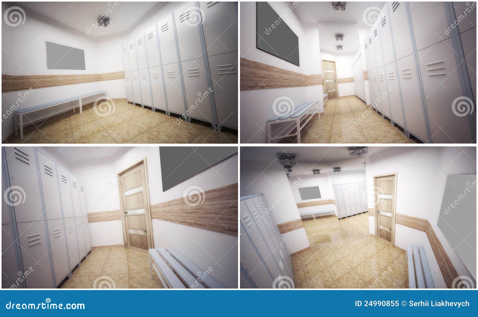 3d Interior of the Sports Locker Room Stock Illustration - Illustration ...