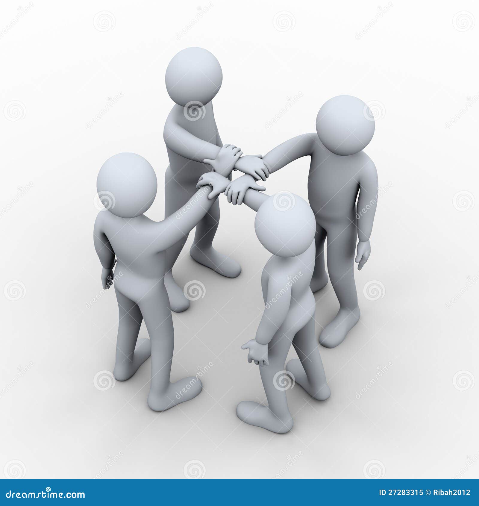 3d Interlocked Hands of Four People Stock Illustration - Illustration ...
