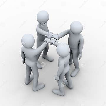 3d Interlocked Hands of Four People Stock Illustration - Illustration ...