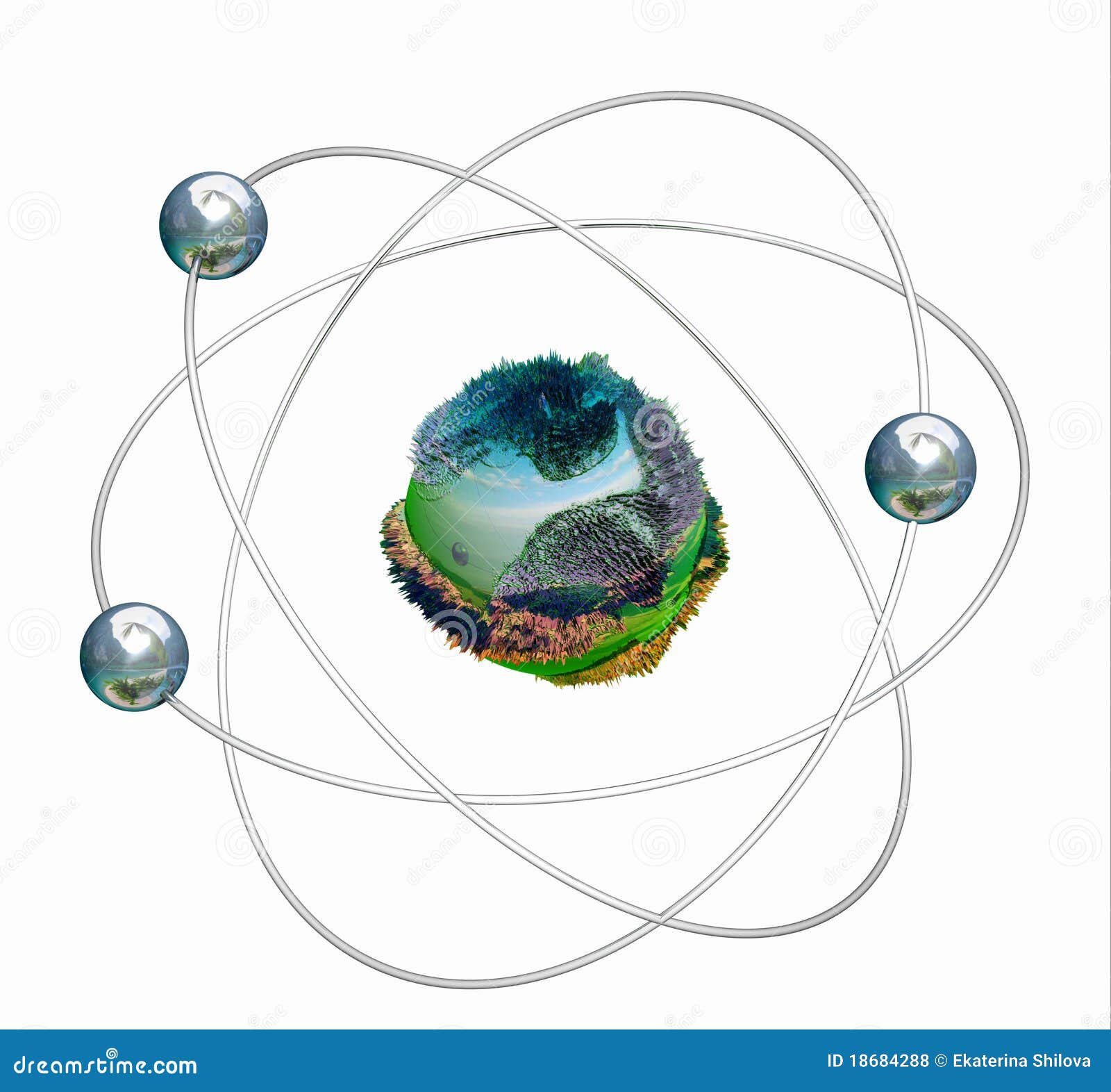 3D Isolated Green Atomic Structure Stock Illustration - Illustration of ...