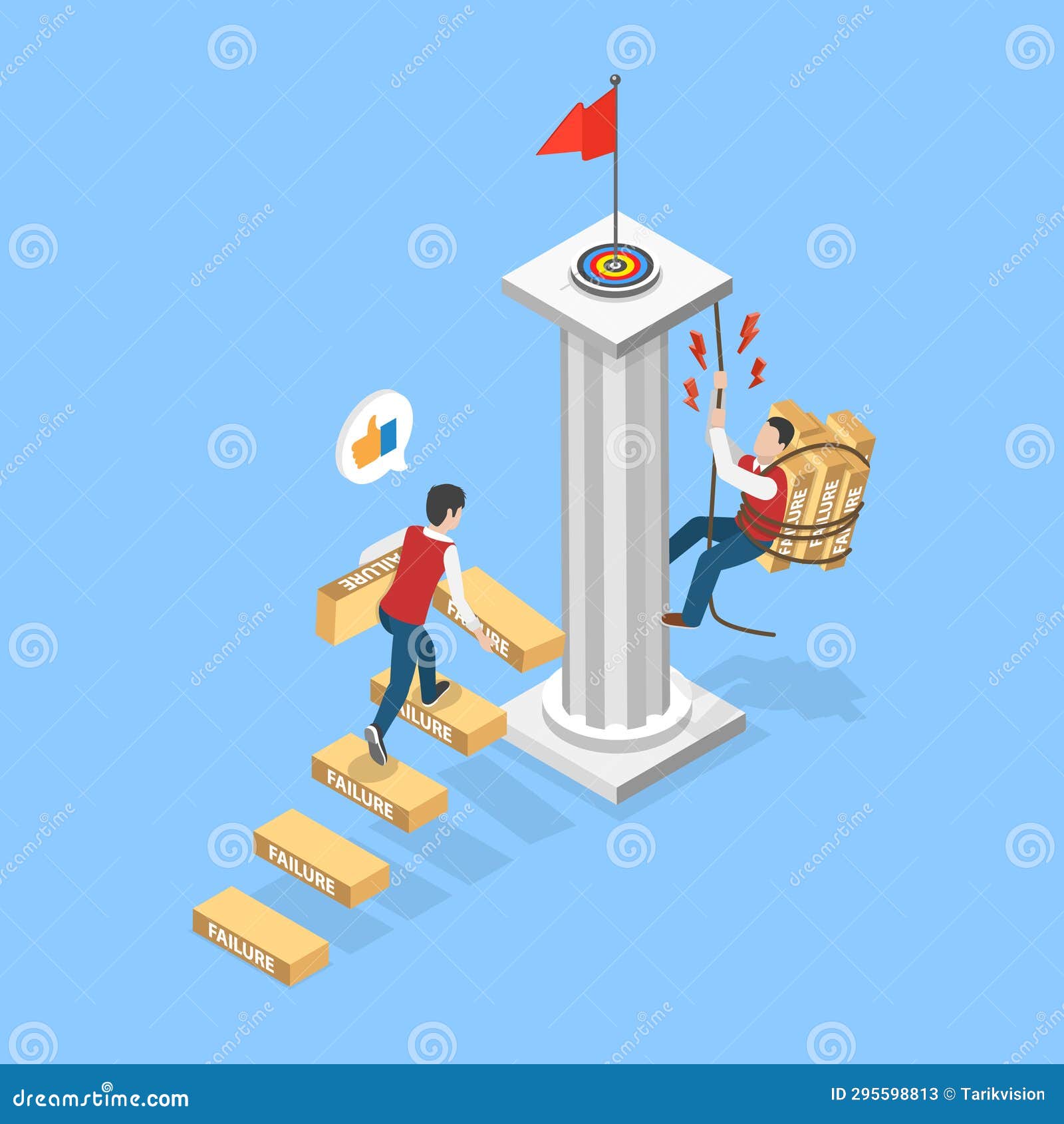 3D Isometric Flat Vector Illustration of Easy and Hard Way To Success ...