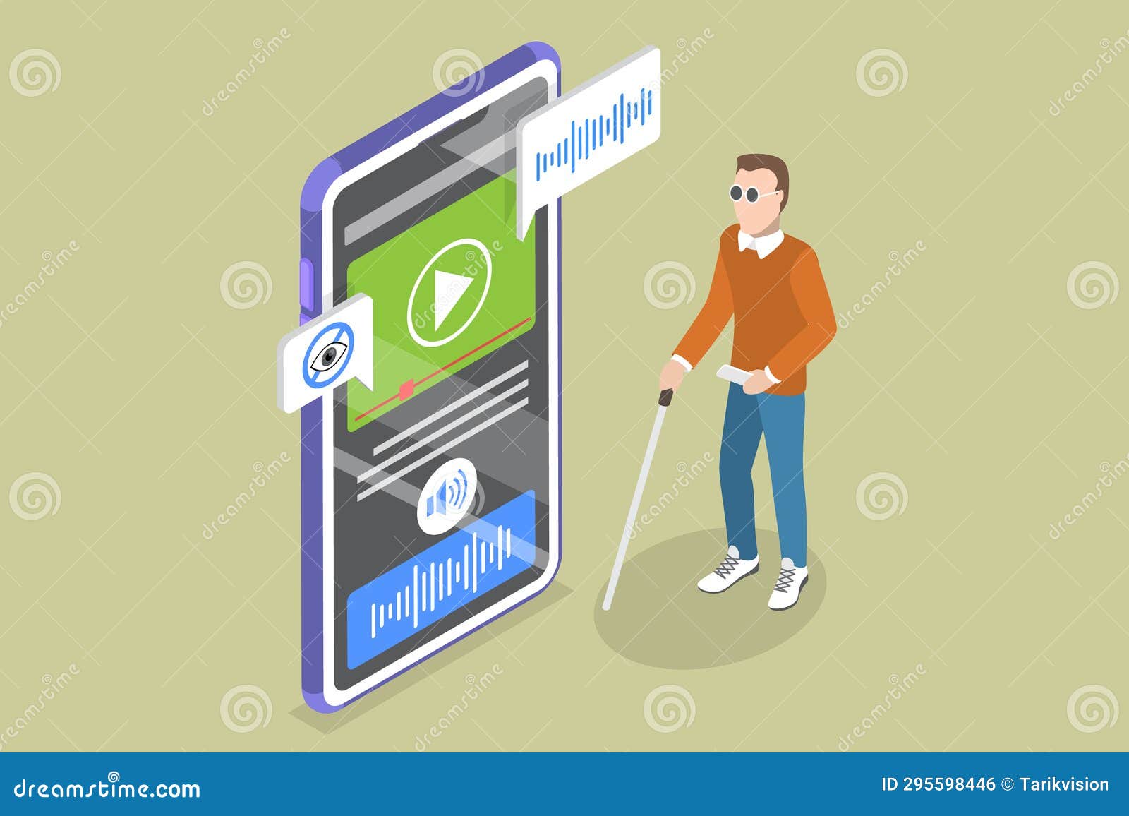 3D Isometric Flat Vector Illustration of Gadgets for Visually Impaired ...