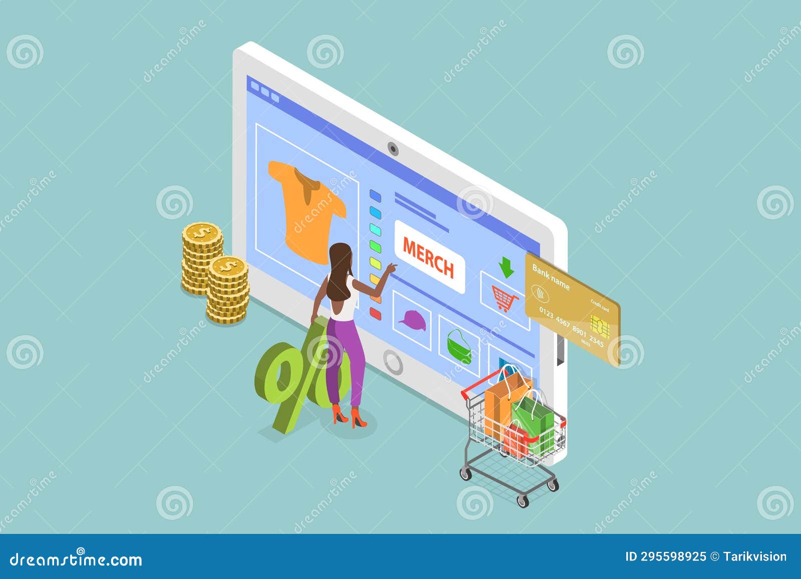 3D Isometric Flat Vector Illustration of Individual Merch Stock Vector ...