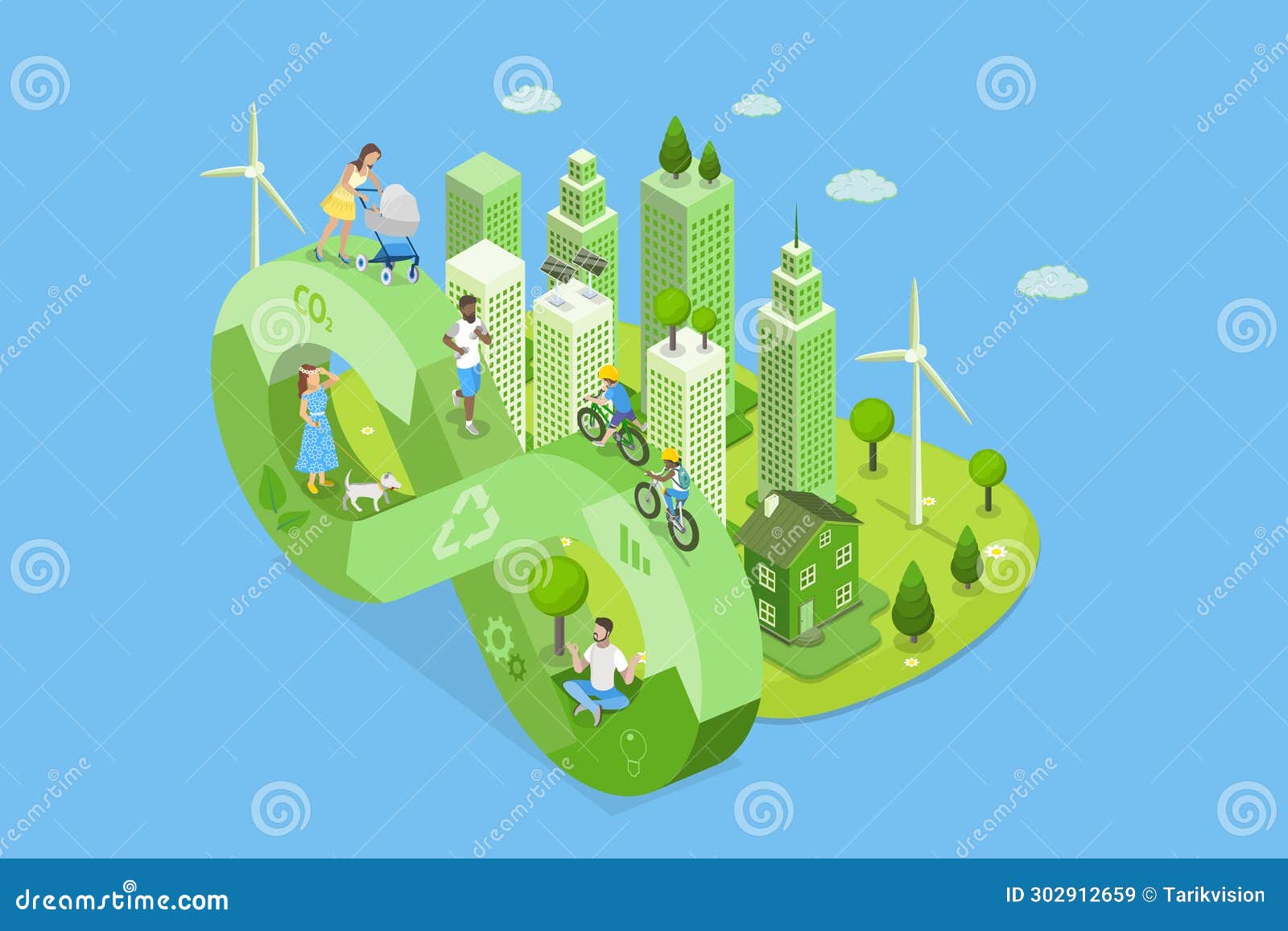 3D Isometric Flat Vector Illustration of Nature Friendly World Stock ...
