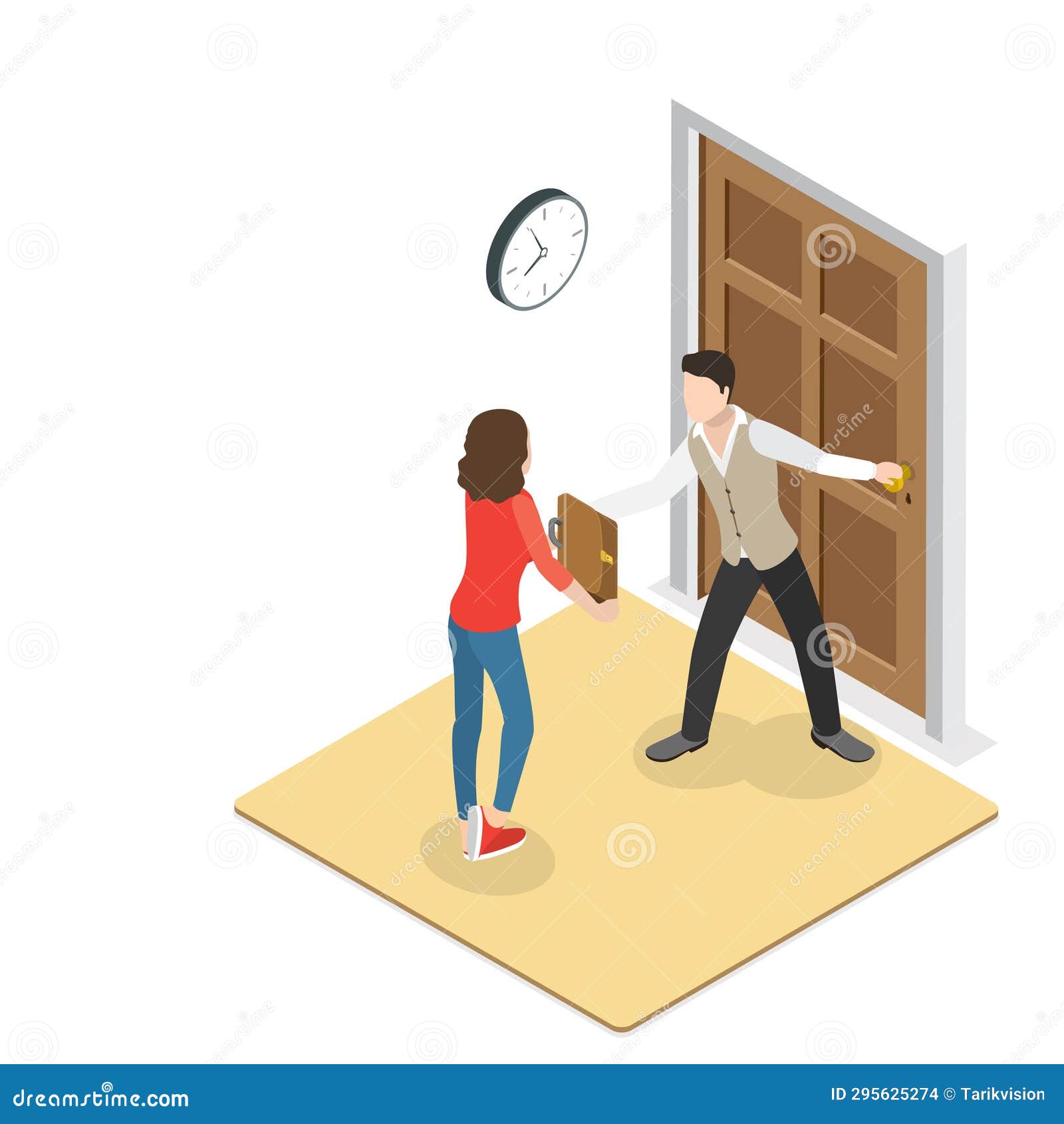 3D Isometric Flat Vector Illustration of Set of People Leaving Home ...