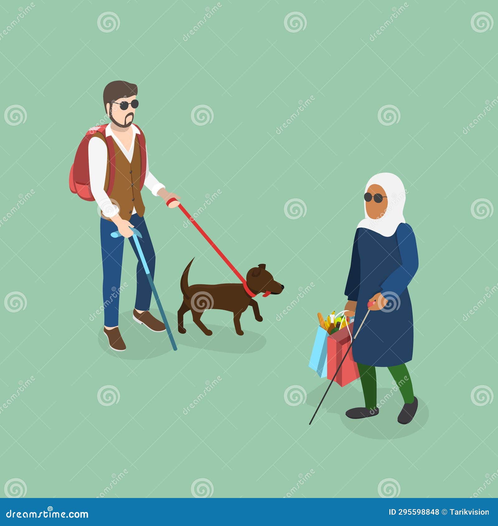 3D Isometric Flat Vector Illustration of Visually Impaired Person Stock ...