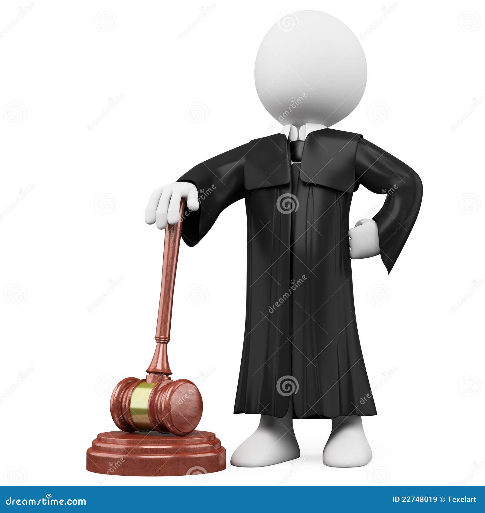 3D Judge with Robe and Hammer Stock Illustration - Illustration of ...