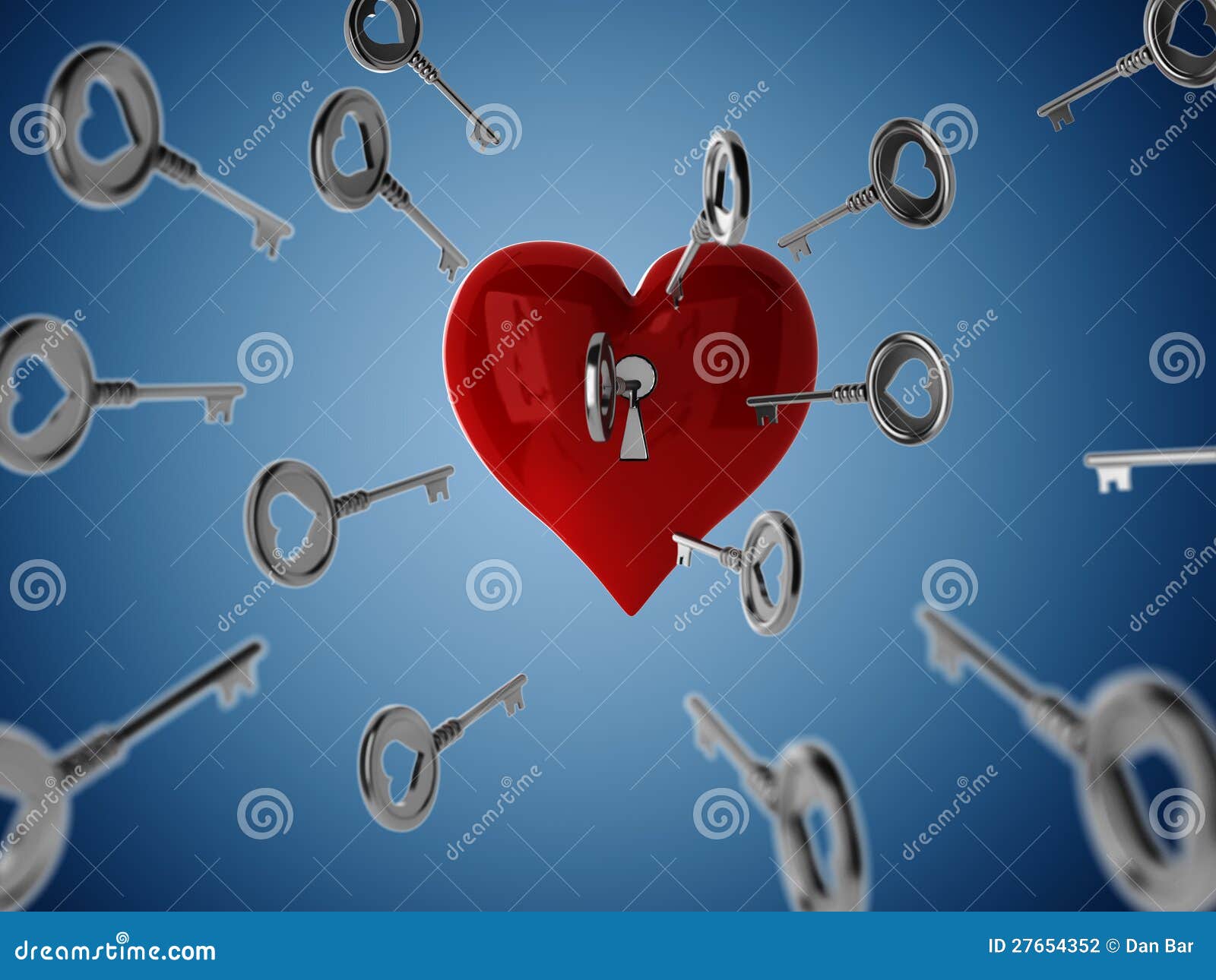 3d Key and Heart, Valentine Concept Stock Illustration - Illustration ...