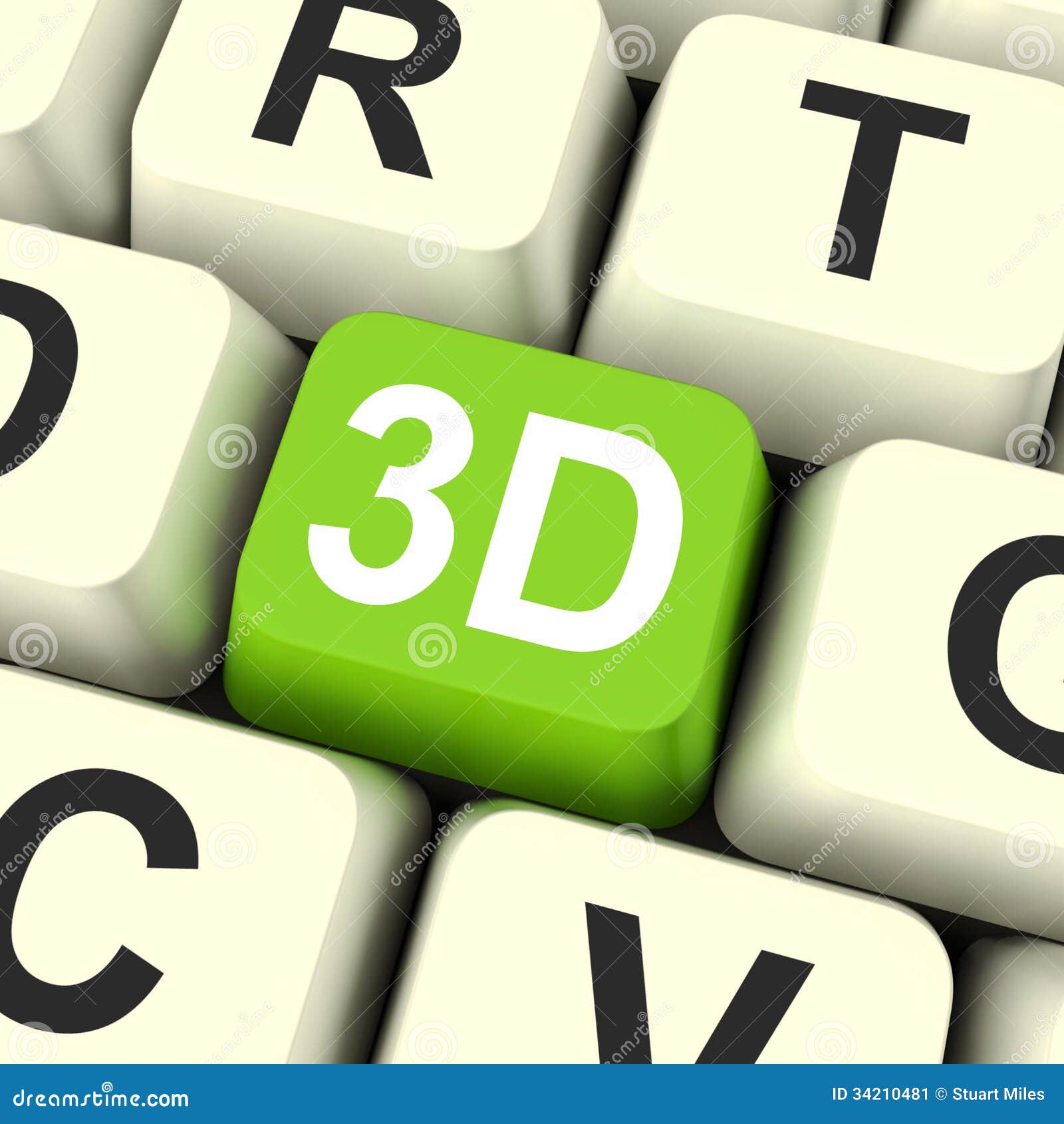 3d Key Shows Three Dimensional Printer or Font Ilustração Stock ...