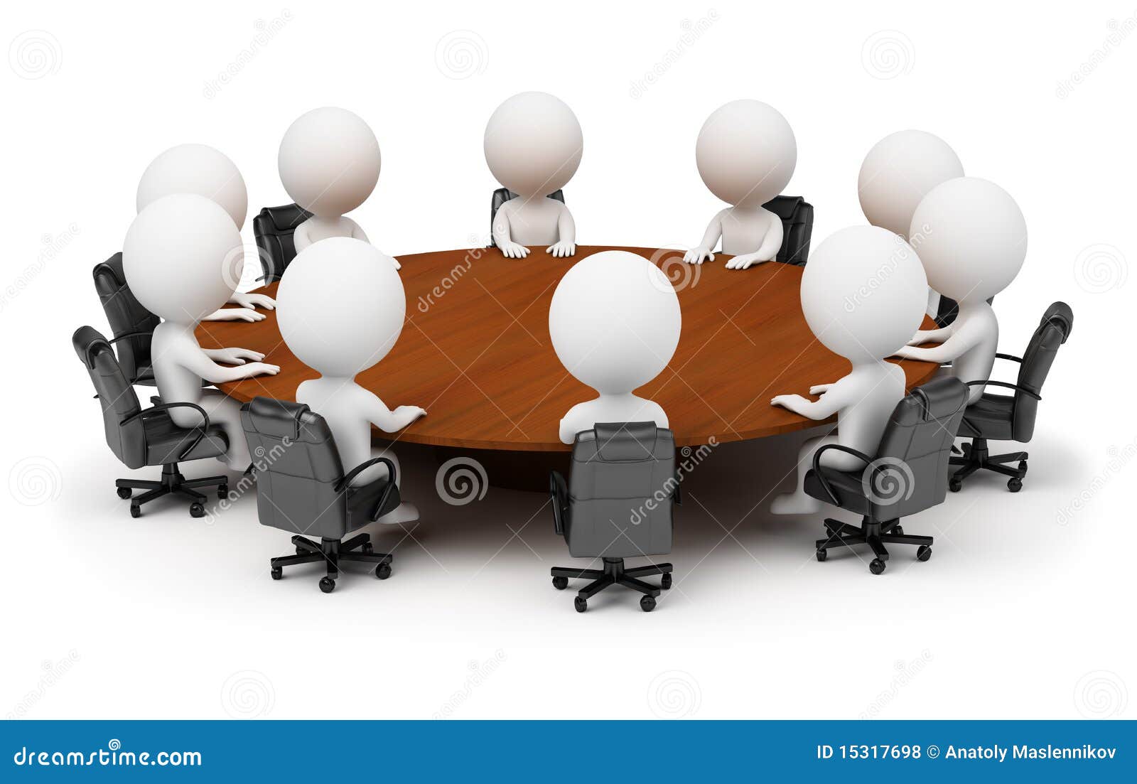 3d Kleine Leute - Sitzung Hinter Einer Runden Tabelle Stock Abbildung ...