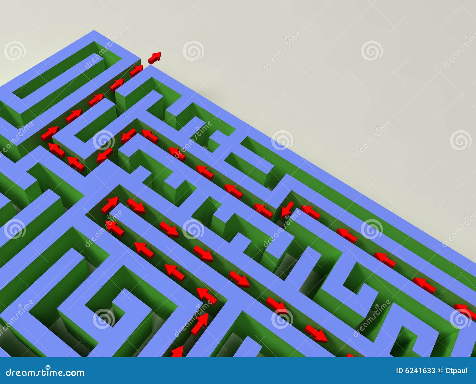3D Labyrinth with Red Arrow Stock Illustration - Illustration of ...