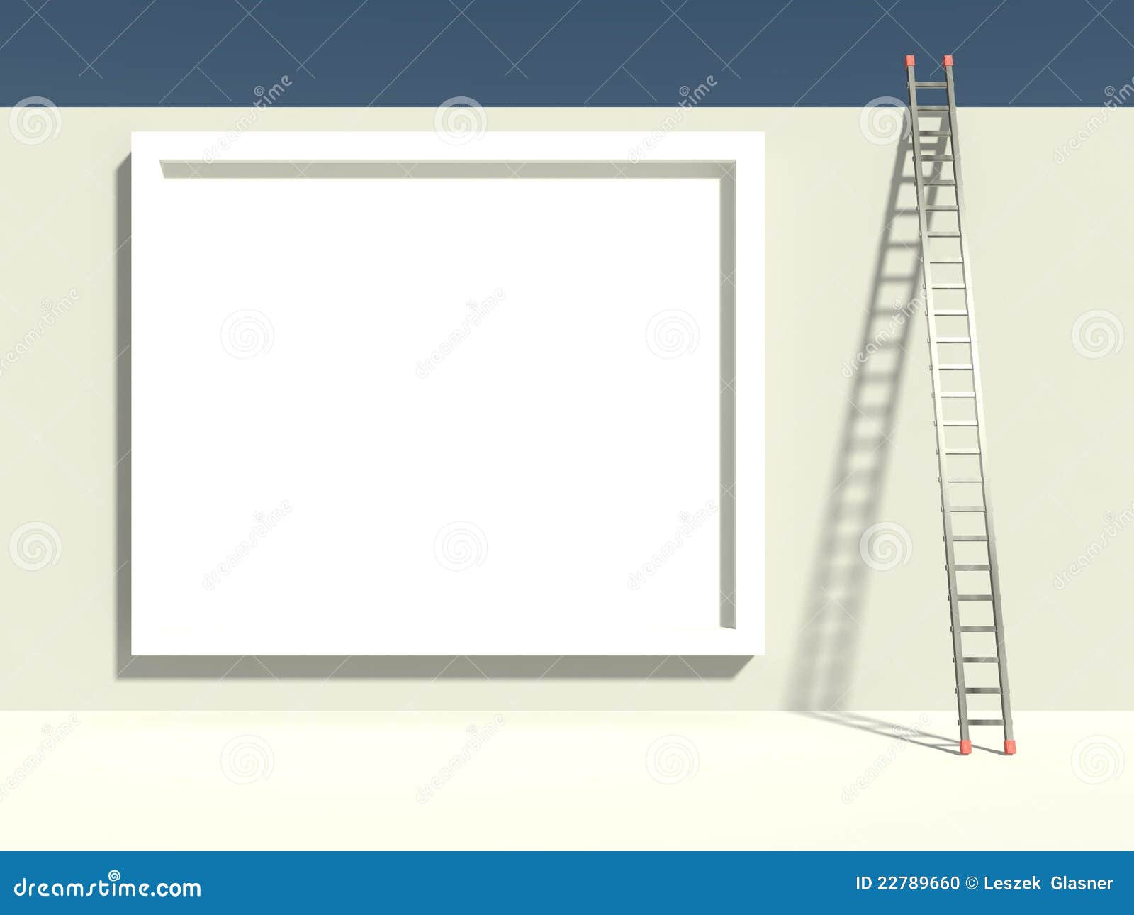 3d Ladder of Success with Empty Billboard Stock Illustration ...