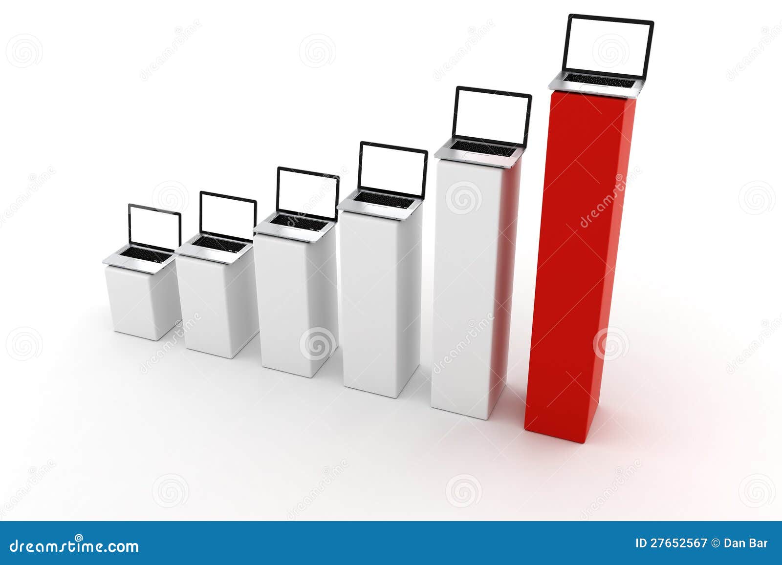 3d laptops and graph stock illustration. Illustration of grow - 27652567