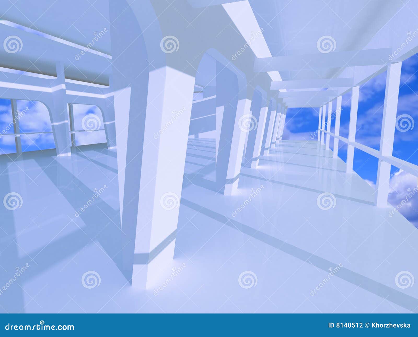 3d large blue hall stock illustration. Illustration of blue - 8140512