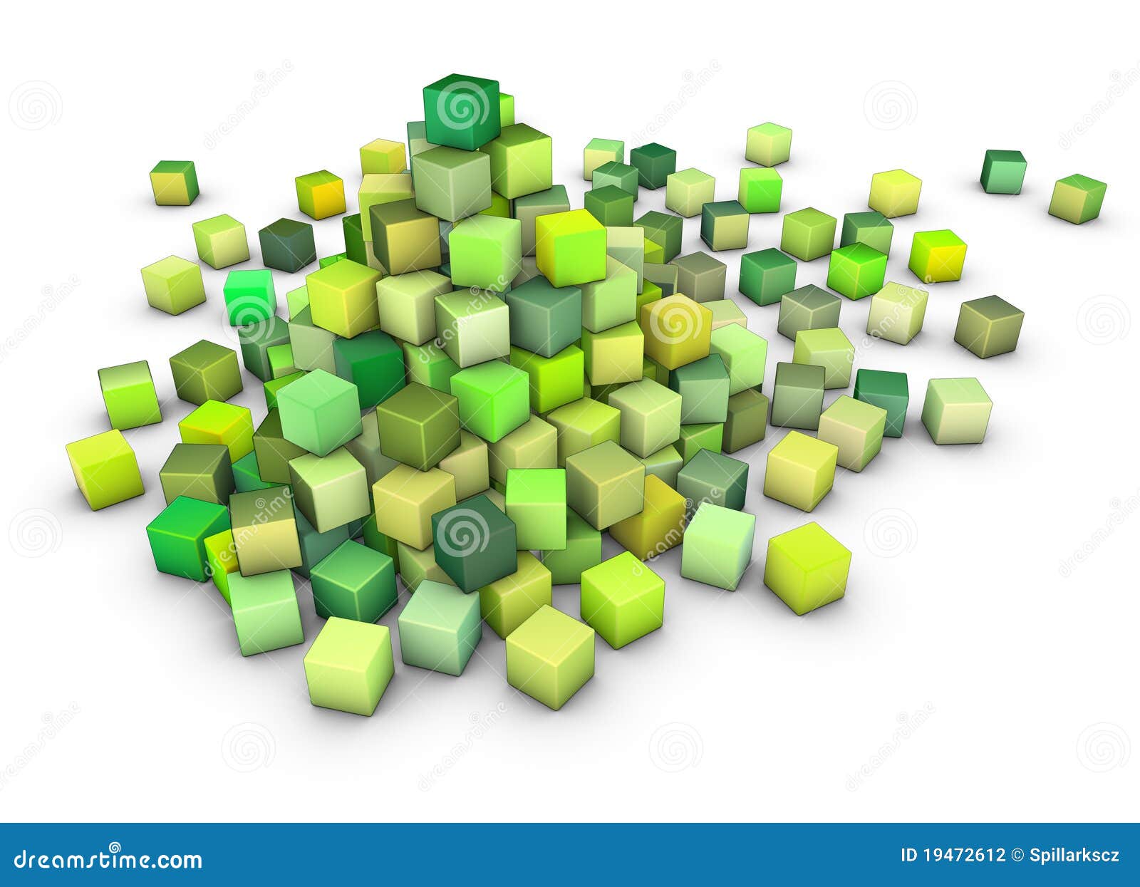 3d Large Stack of Green Cubes on White Stock Illustration ...