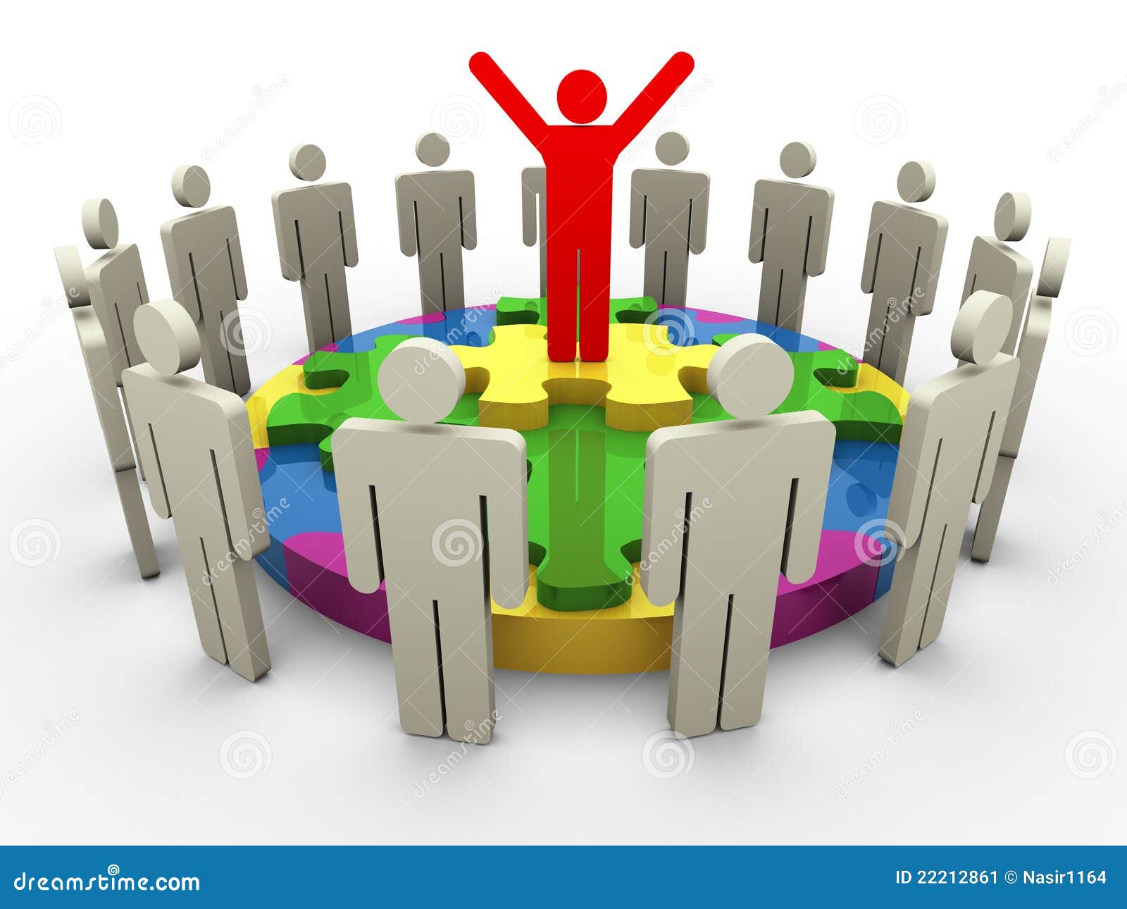 3d Leader on Circular Shape Puzzle Stock Illustration - Illustration of ...