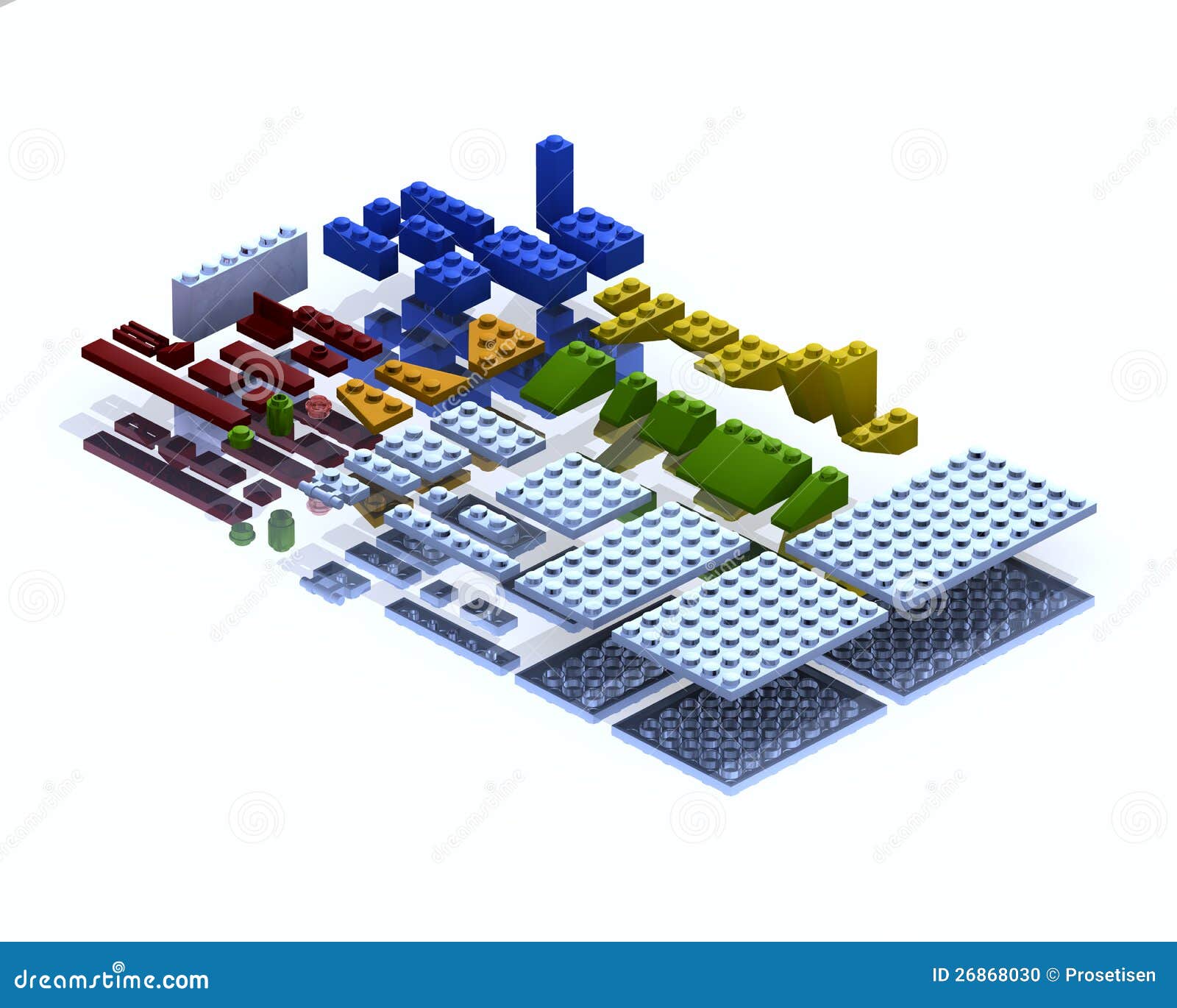 3D lego parts set stock illustration. Illustration of merchandise ...