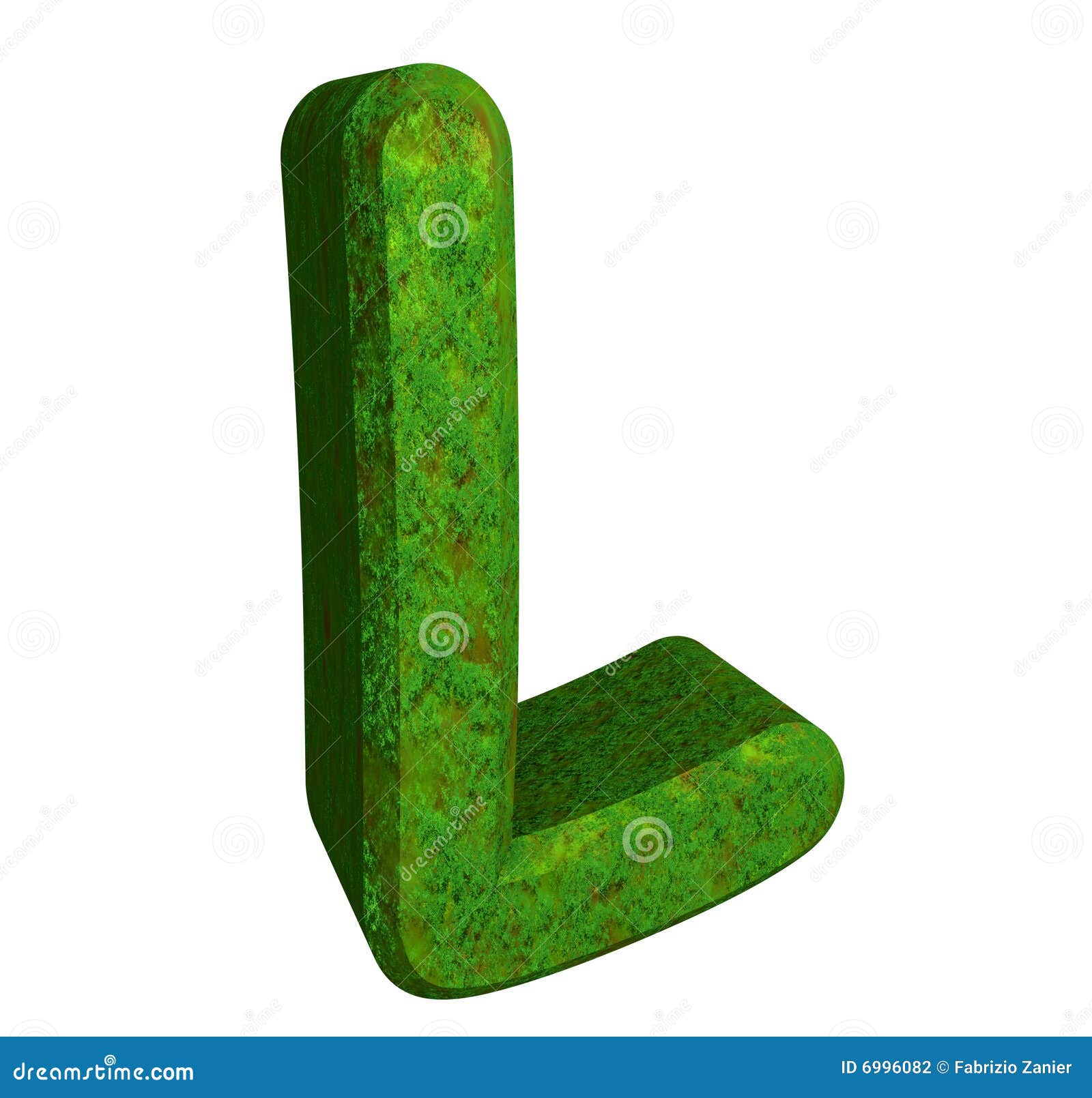 3d letra L na grama verde ilustração stock. Ilustração de datilografia ...