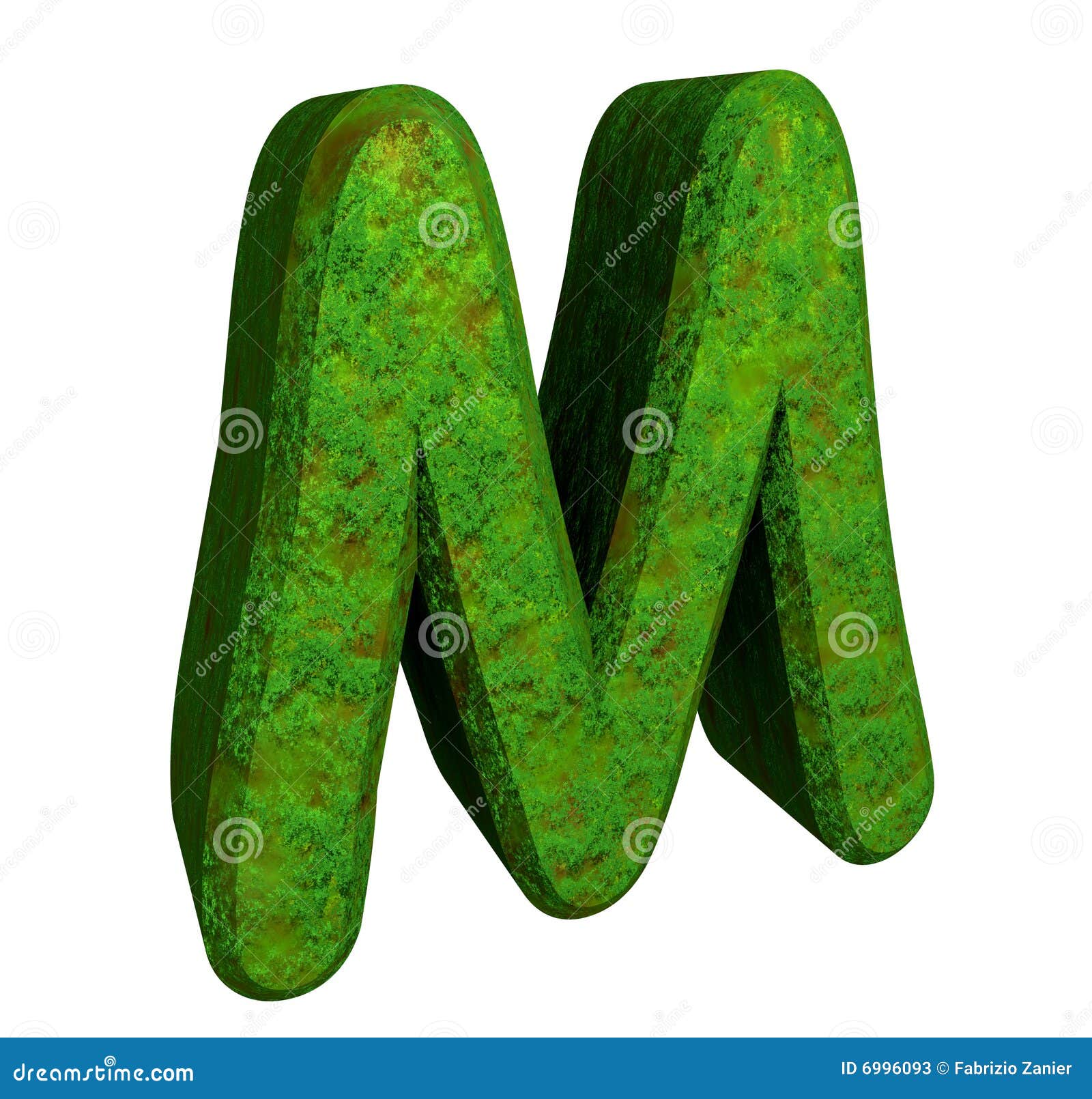 3d letter M in green grass stock illustration. Illustration of ...