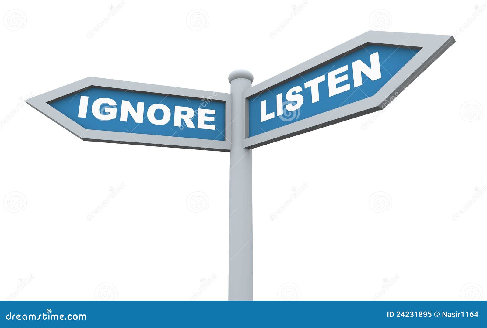 3d listen ignore signpost stock illustration. Illustration of creative ...