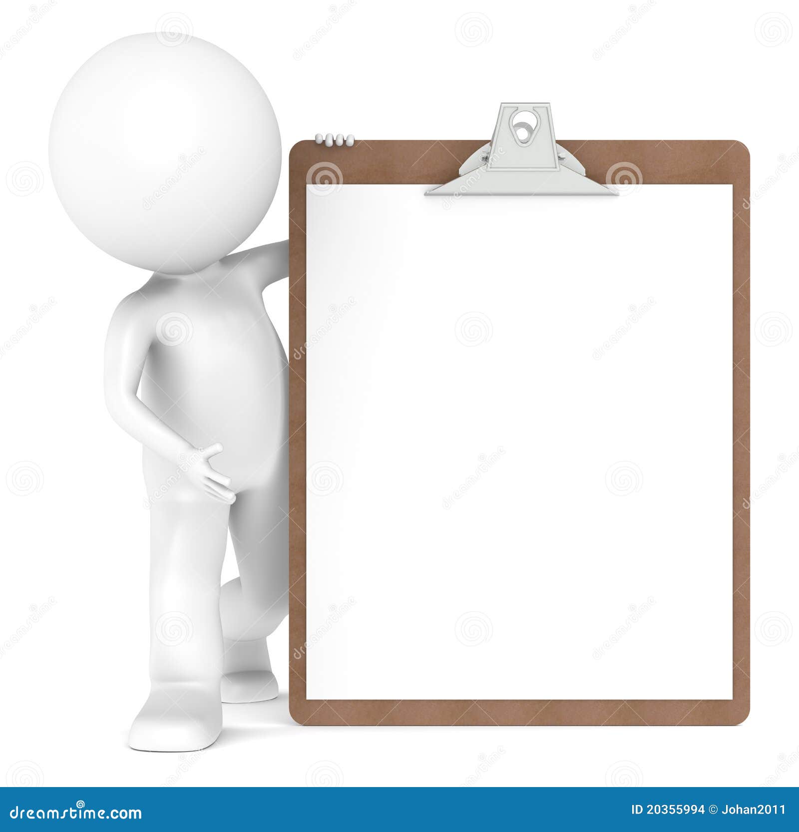 3D Little Human Character and a Clipboard Stock Illustration ...