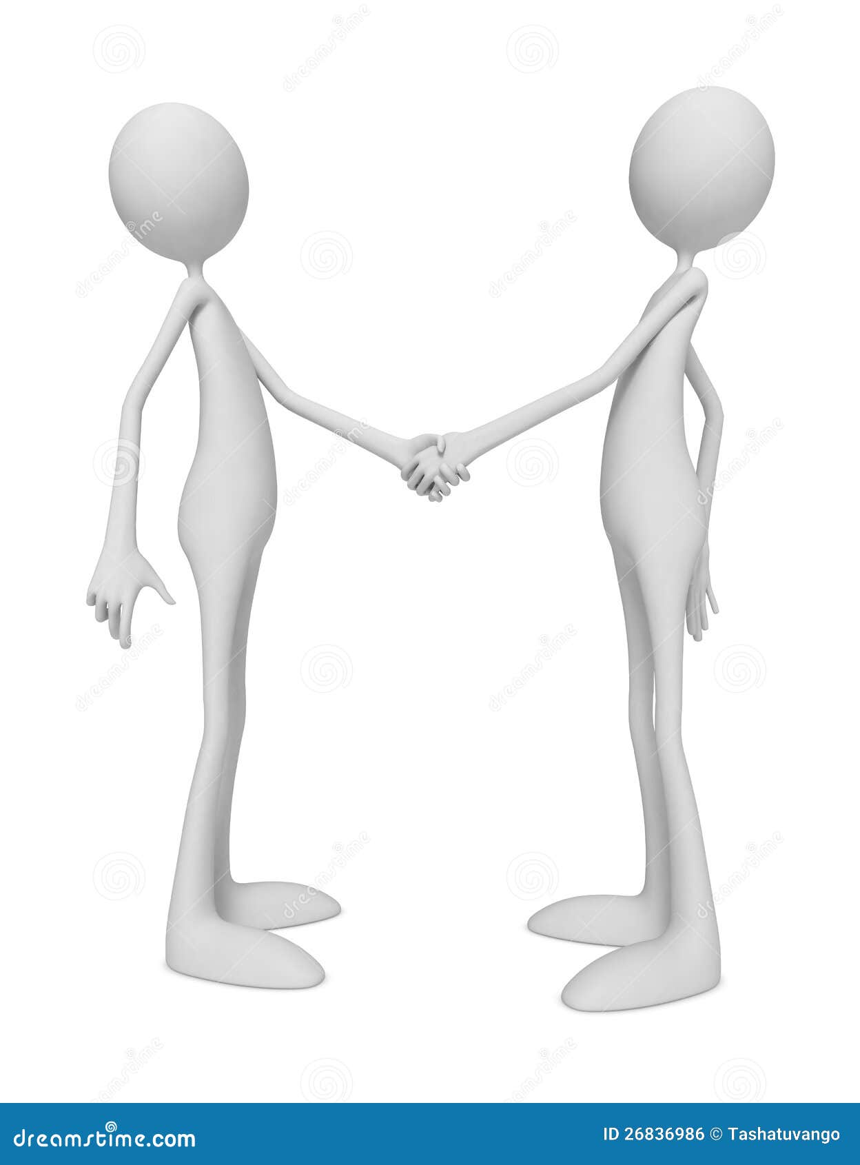 3D Little Human Characters Shaking Hands. Stock Illustration ...