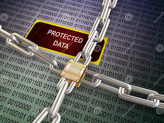 3d locked protected data stock illustration. Illustration of ...