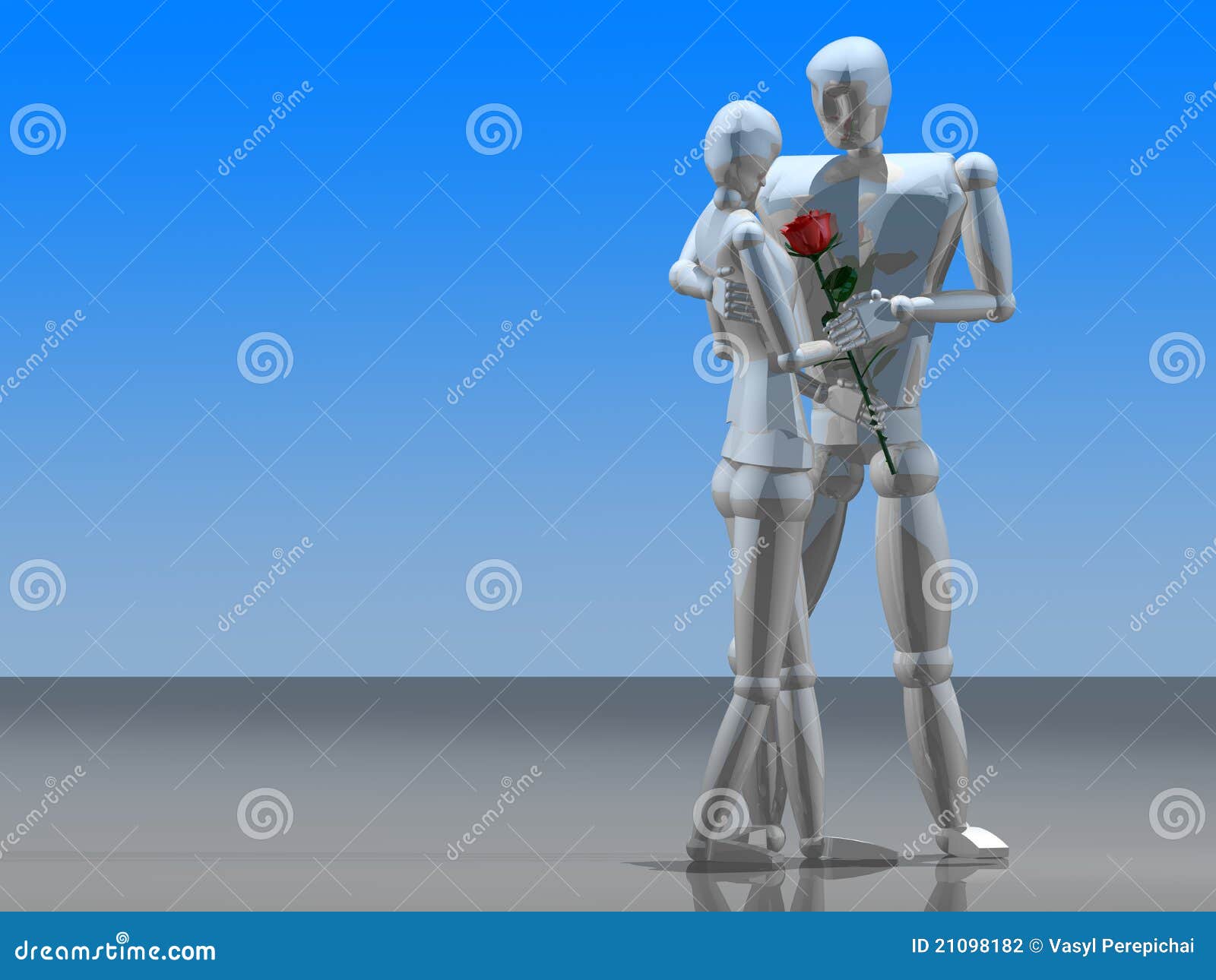 3D love couple with rose stock illustration. Illustration of attention ...