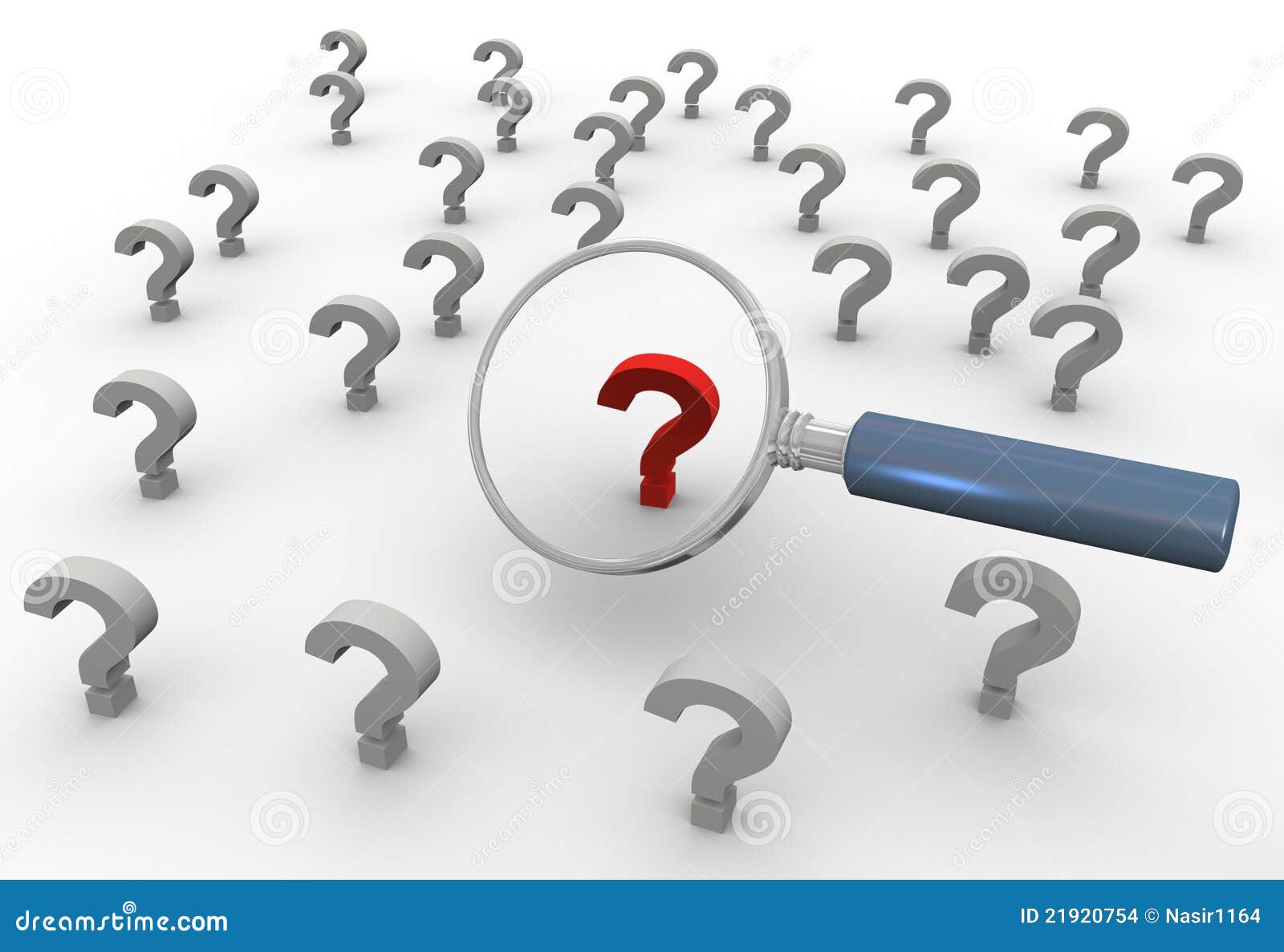 3d Magnifier and Red Question Mark Stock Illustration - Illustration of ...