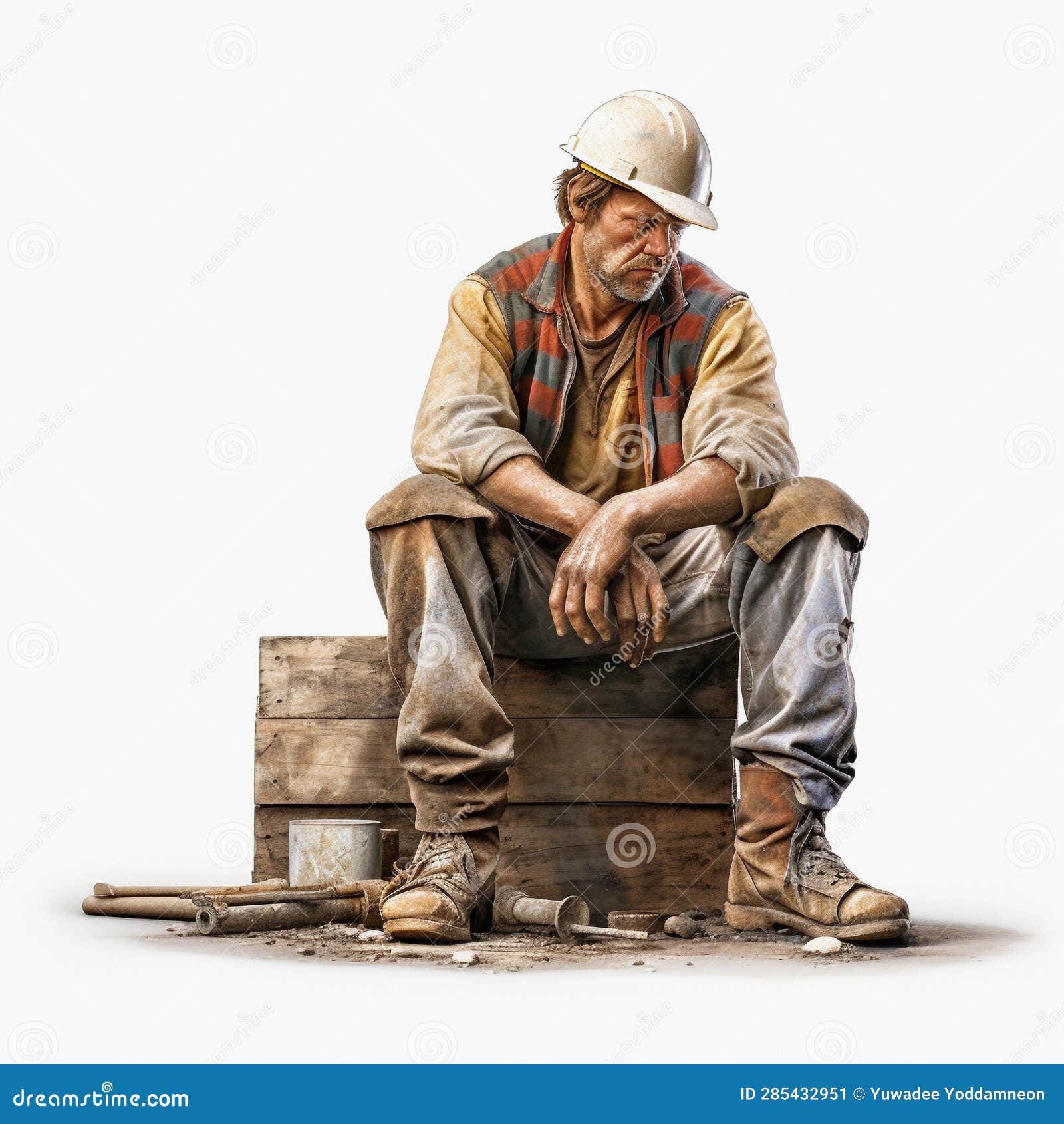 3D Male Worker Character on Labor Day, White Background Stock ...