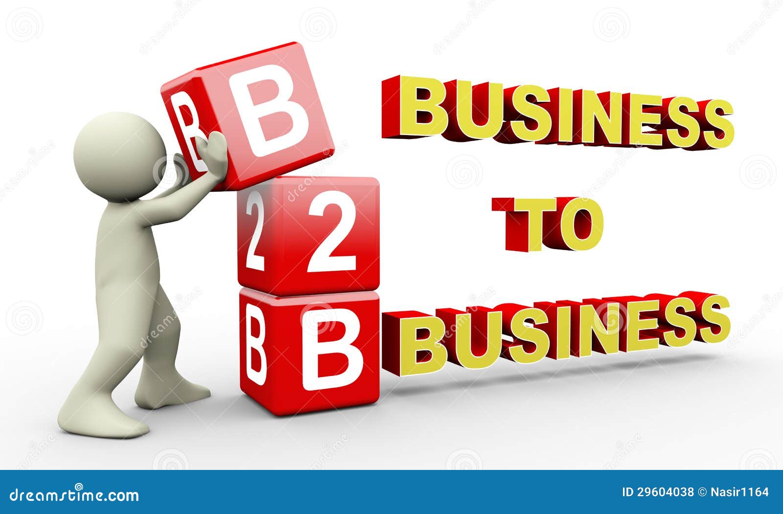 3d man and b2b cubes stock illustration. Illustration of render - 29604038