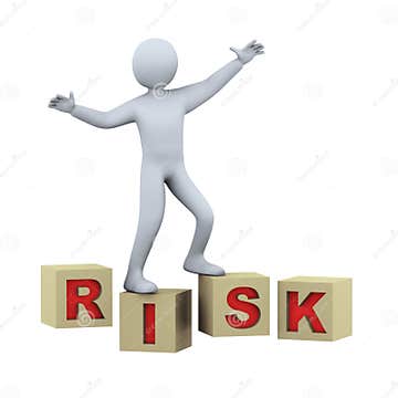 3d Man Balance on Risk Cubes Stock Illustration - Illustration of ...