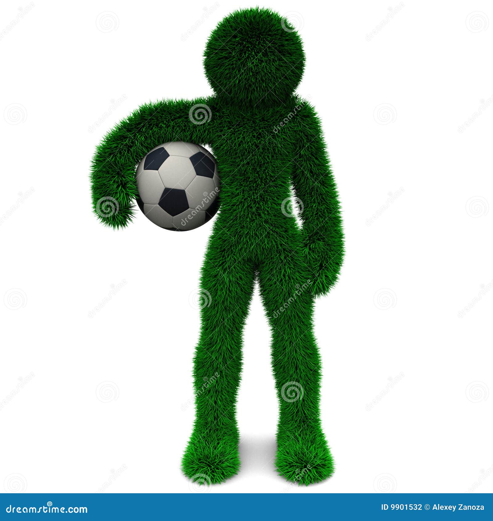 3D Man And The Ball Isolated On White. Stock Illustration ...