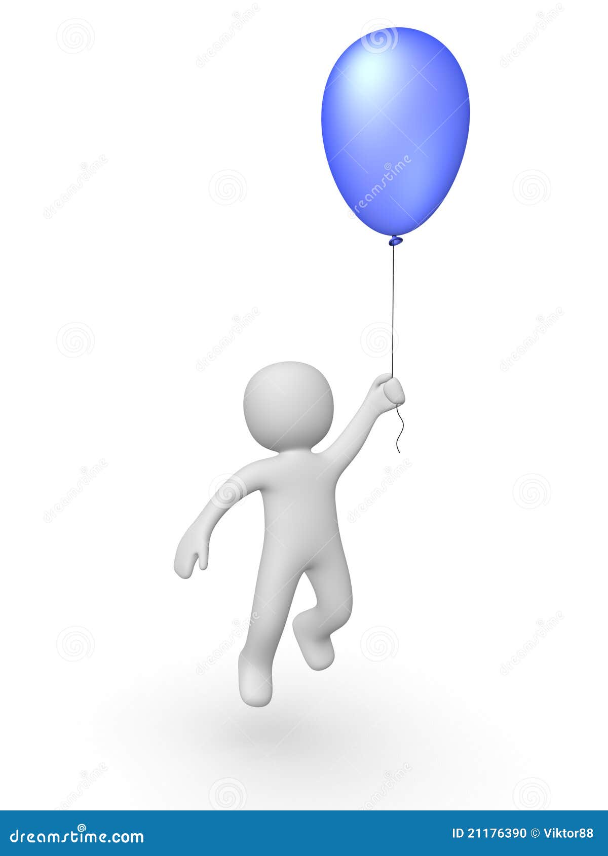 3d man with a balloon stock illustration. Illustration of blue - 21176390
