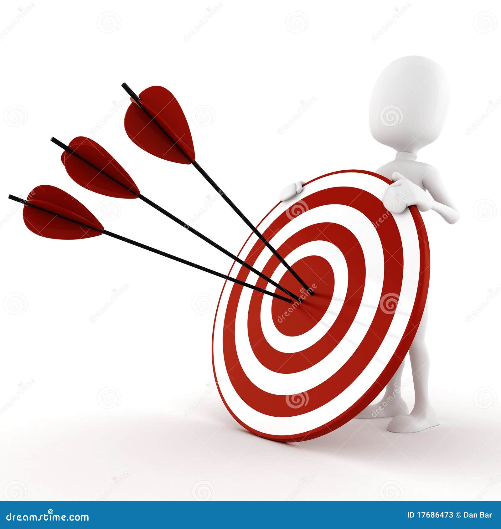 3d Man Behind a Target - on White Background Stock Illustration ...
