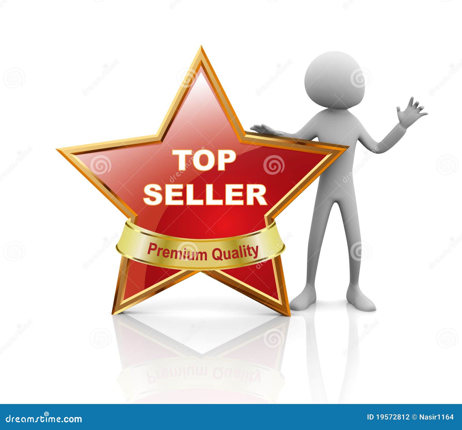3d man with best seller stock illustration. Illustration of offer ...