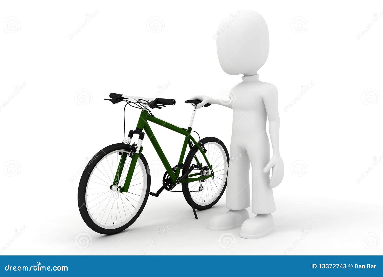 3d Man and Bicycle Studio Render on White Stock Illustration ...