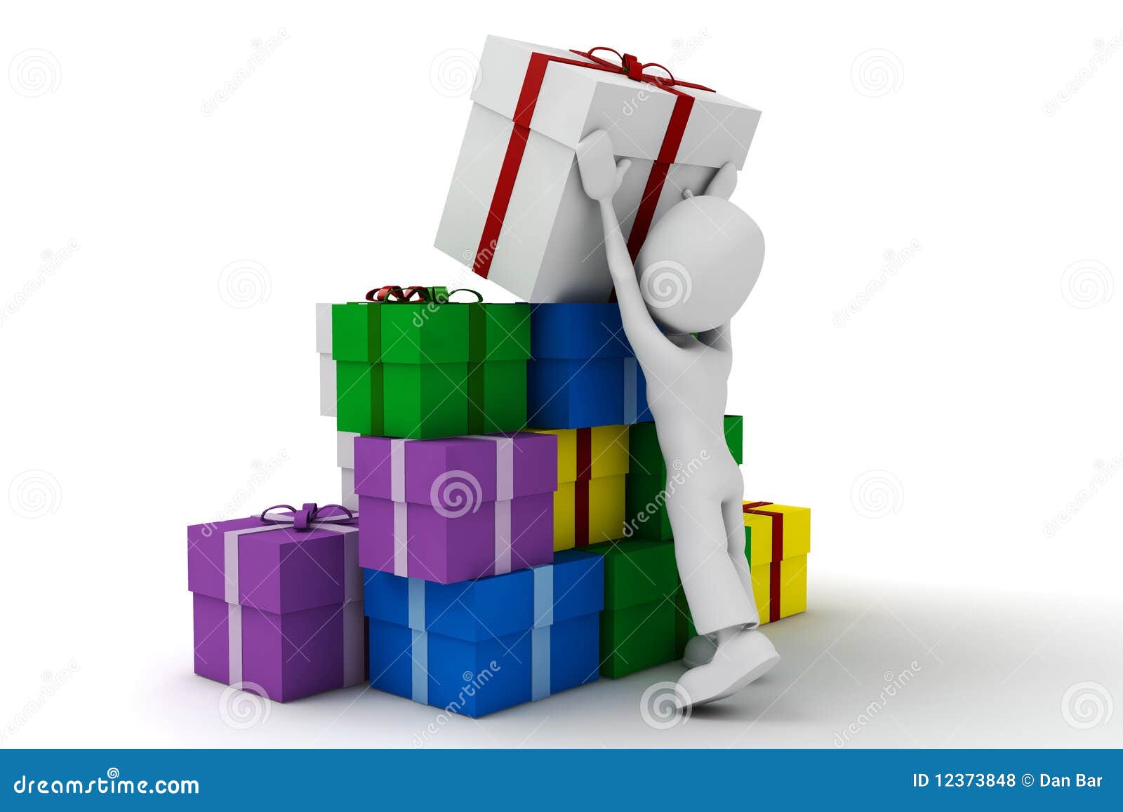 3d man with big presents stock illustration. Illustration of white ...