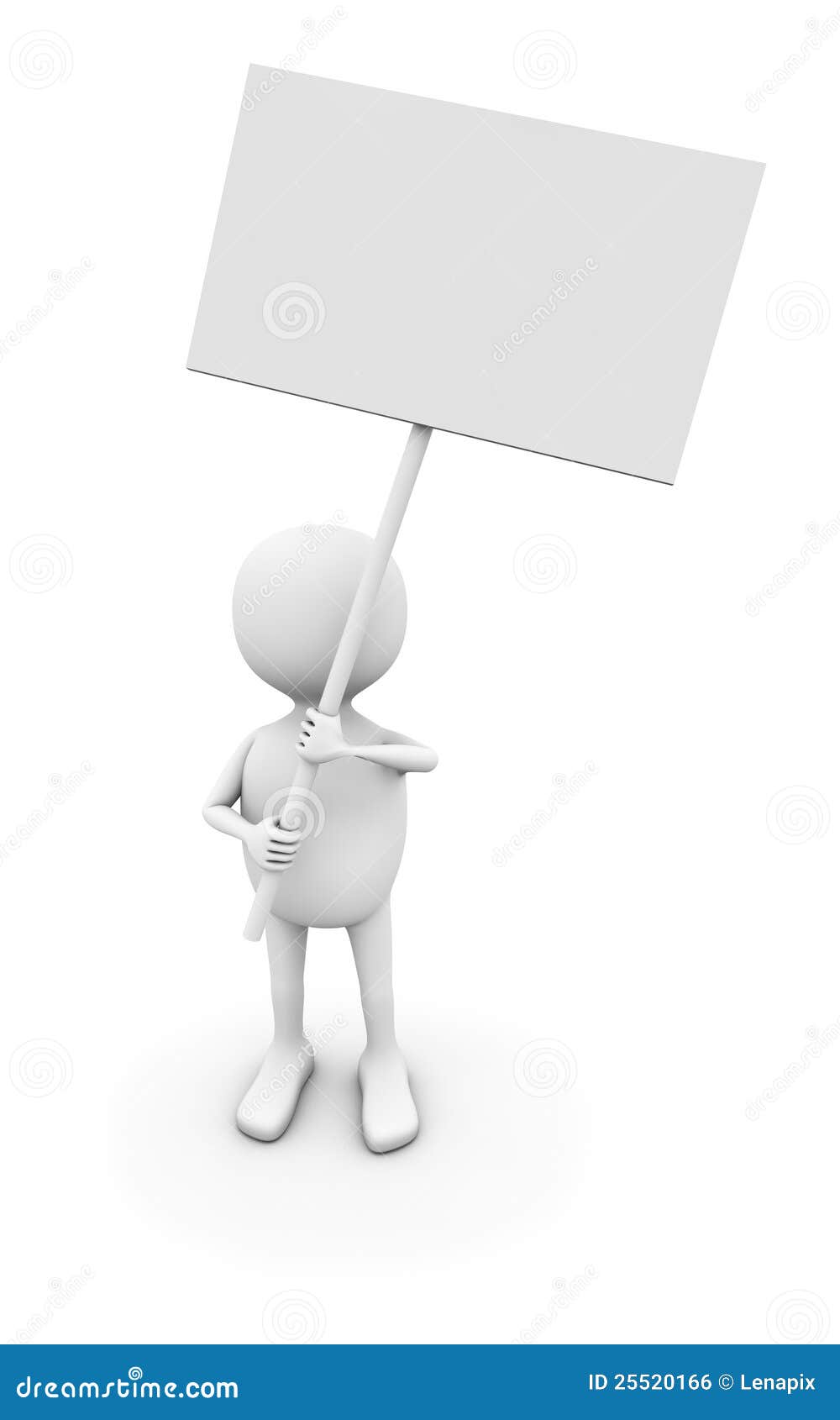 3D Man with Blank Sign Board Stock Illustration - Illustration of ...