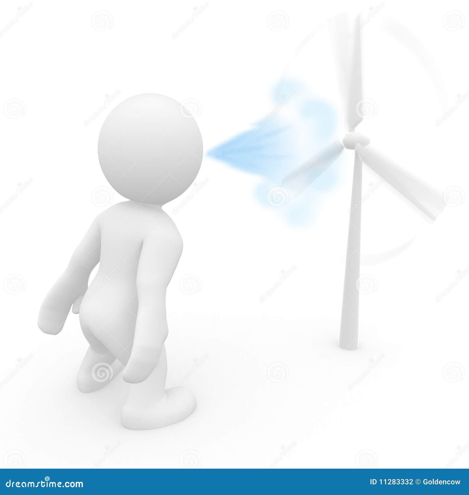 3D Man Blowing Wind Turbine Stock Illustration - Illustration of idea ...