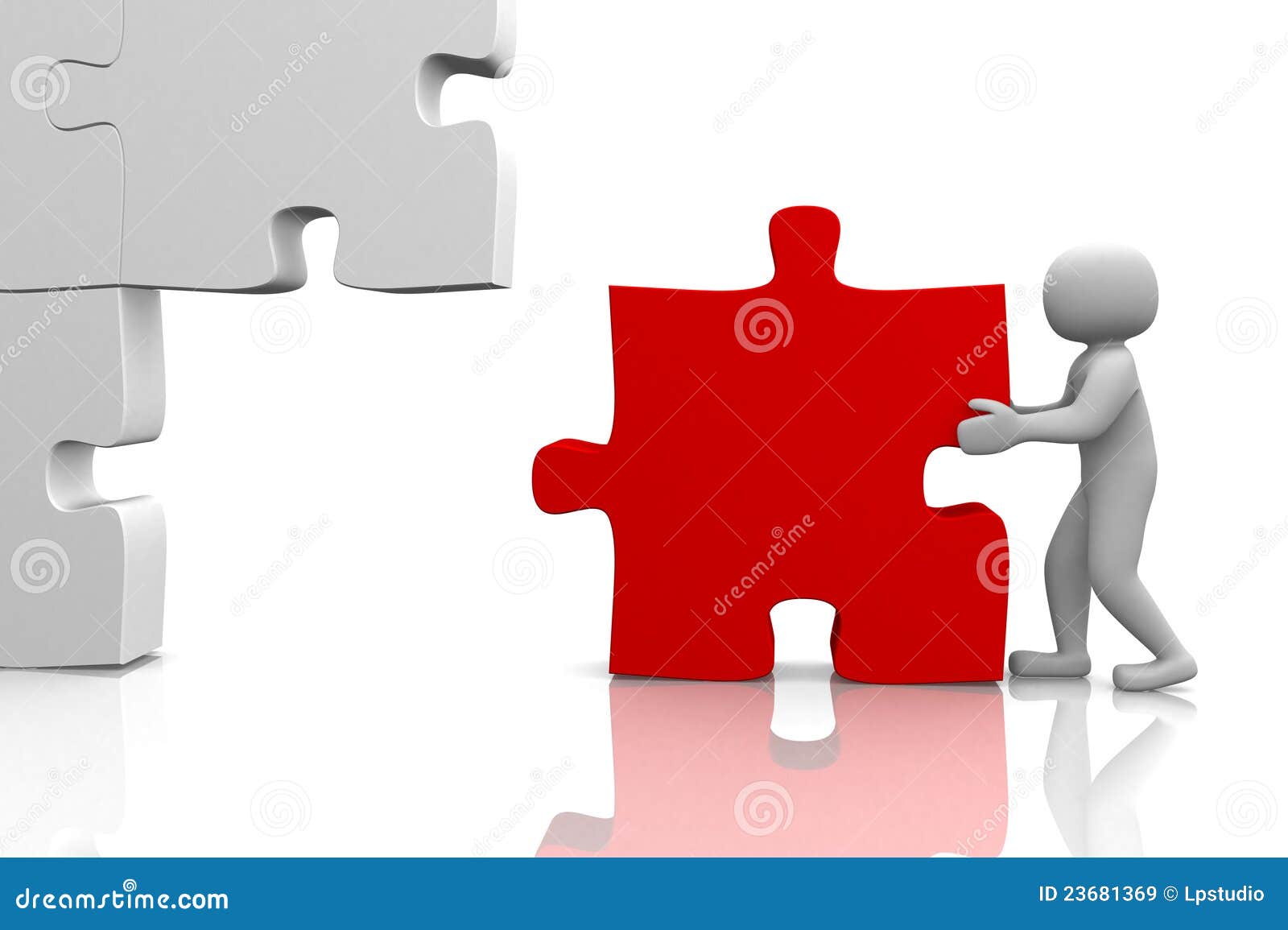 3d Man Building a 3d Puzzle Stock Image - Image of implement, answer ...